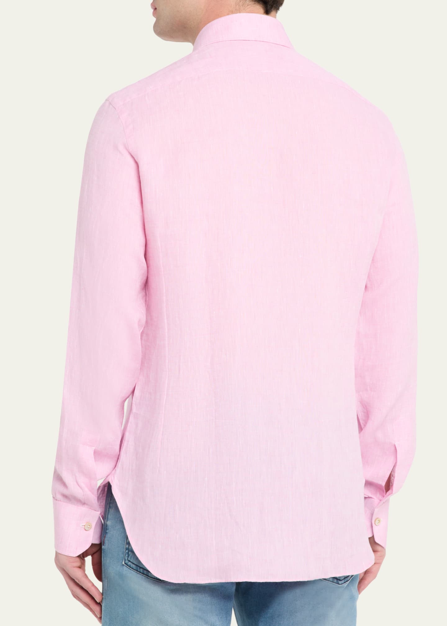 Kiton Men's Solid Linen Button-Down Shirt with Mother-Of-Pearl ...