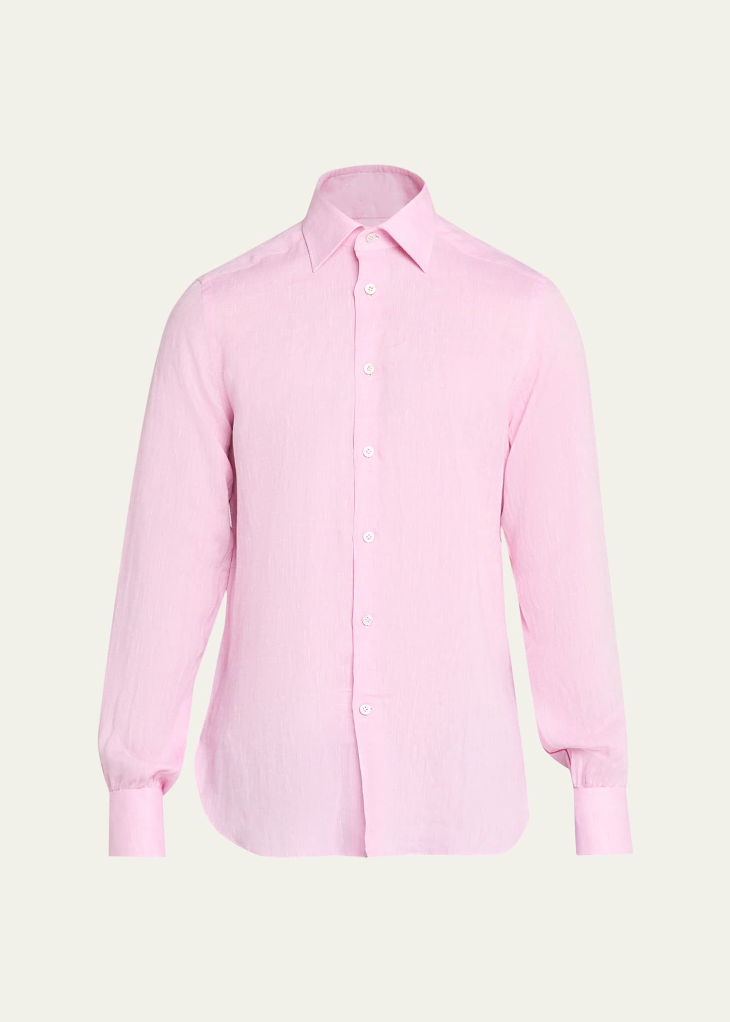Kiton Men's Solid Linen Button-Down Shirt with Mother-Of-Pearl ...
