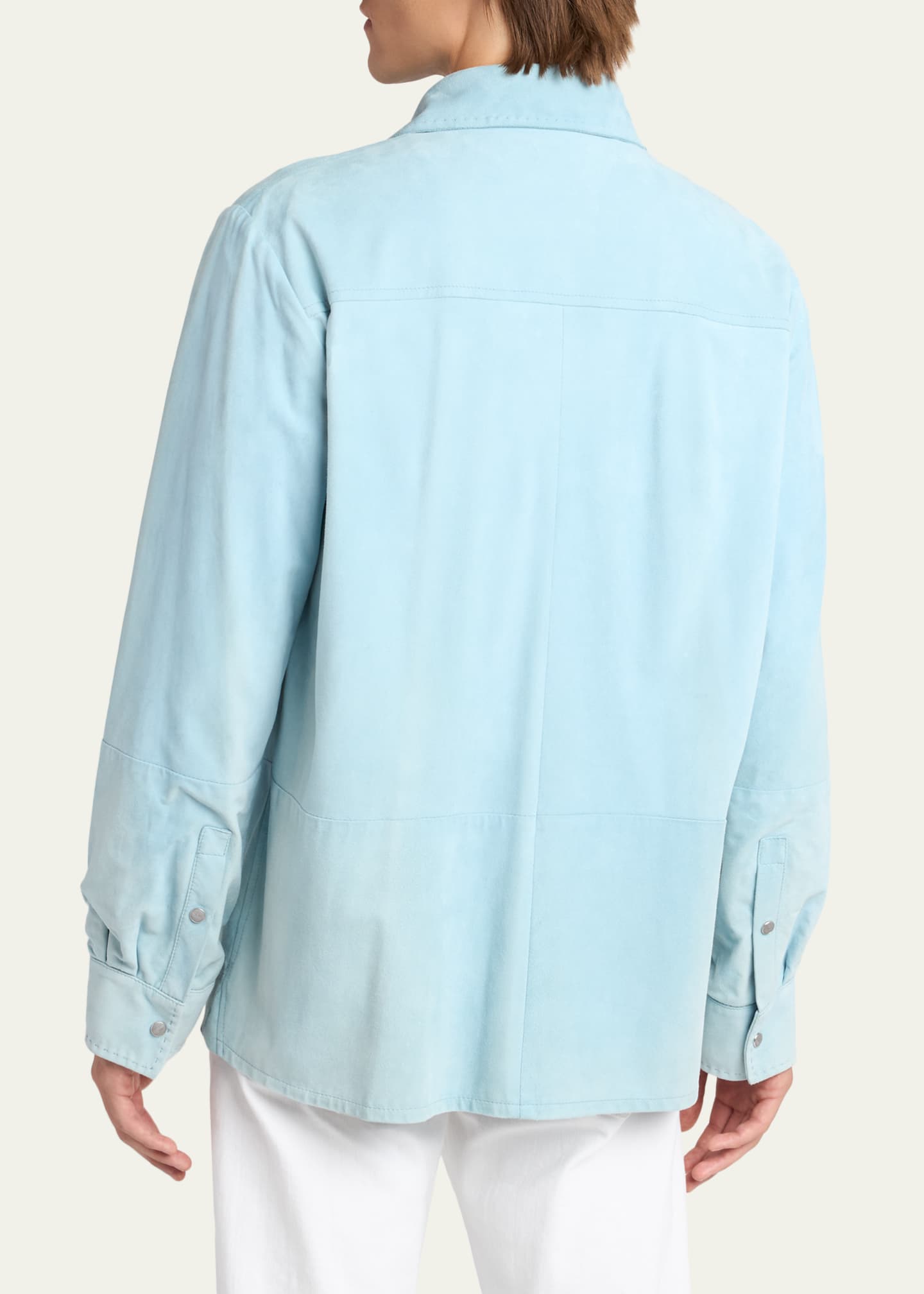 Kiton Men's Suede Snap-Front Shirt - Bergdorf Goodman