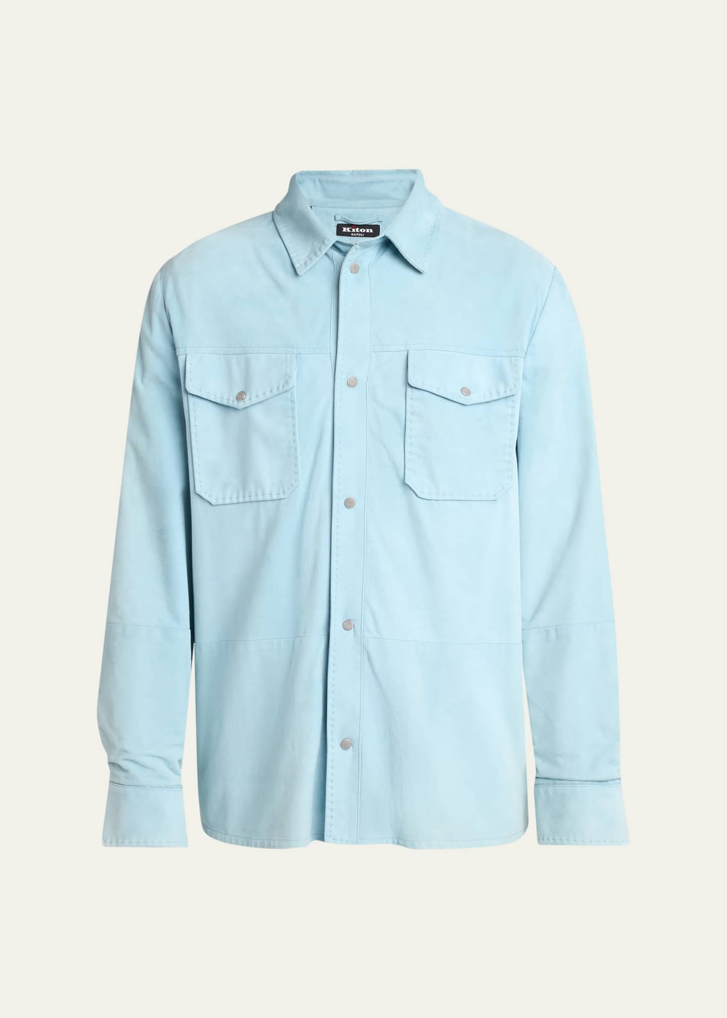Kiton Men's Suede Snap-Front Shirt - Bergdorf Goodman