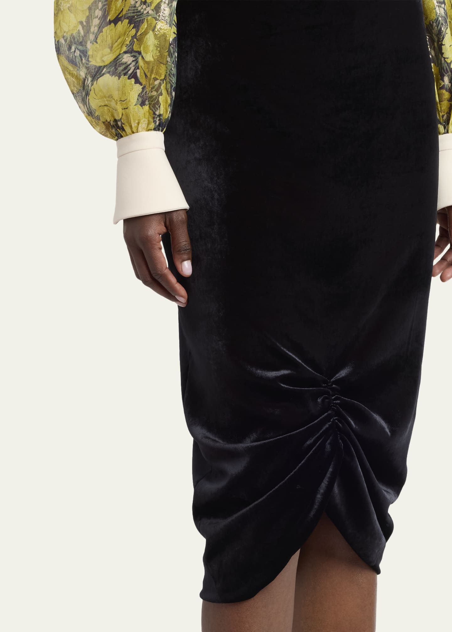 Valentino Garavani Ruched Velvety Midi Pencil Skirt - Bergdorf Goodman