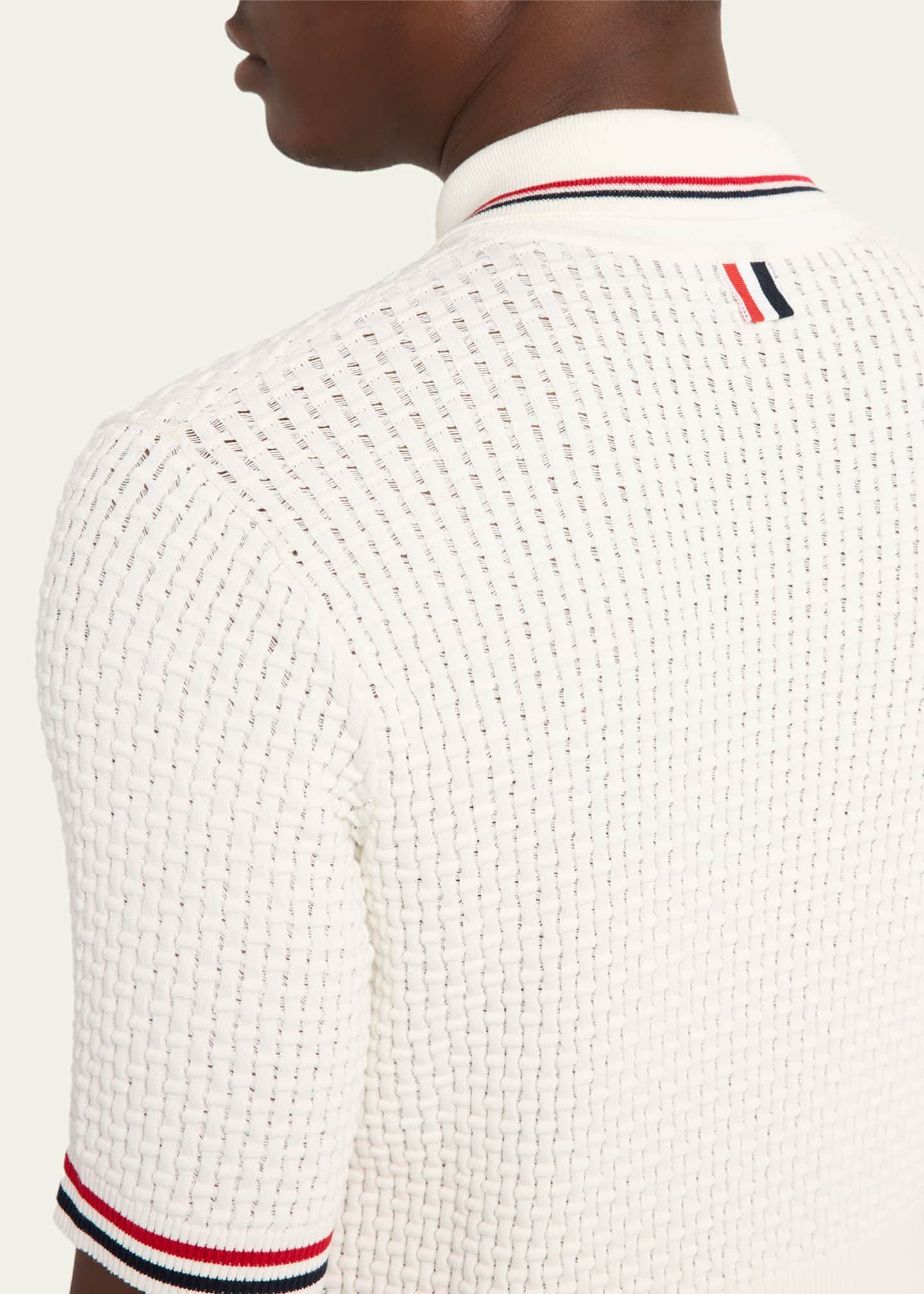 Thom Browne Men's Float Ripple Stitch RWB Stripe Polo Shirt - Bergdorf ...