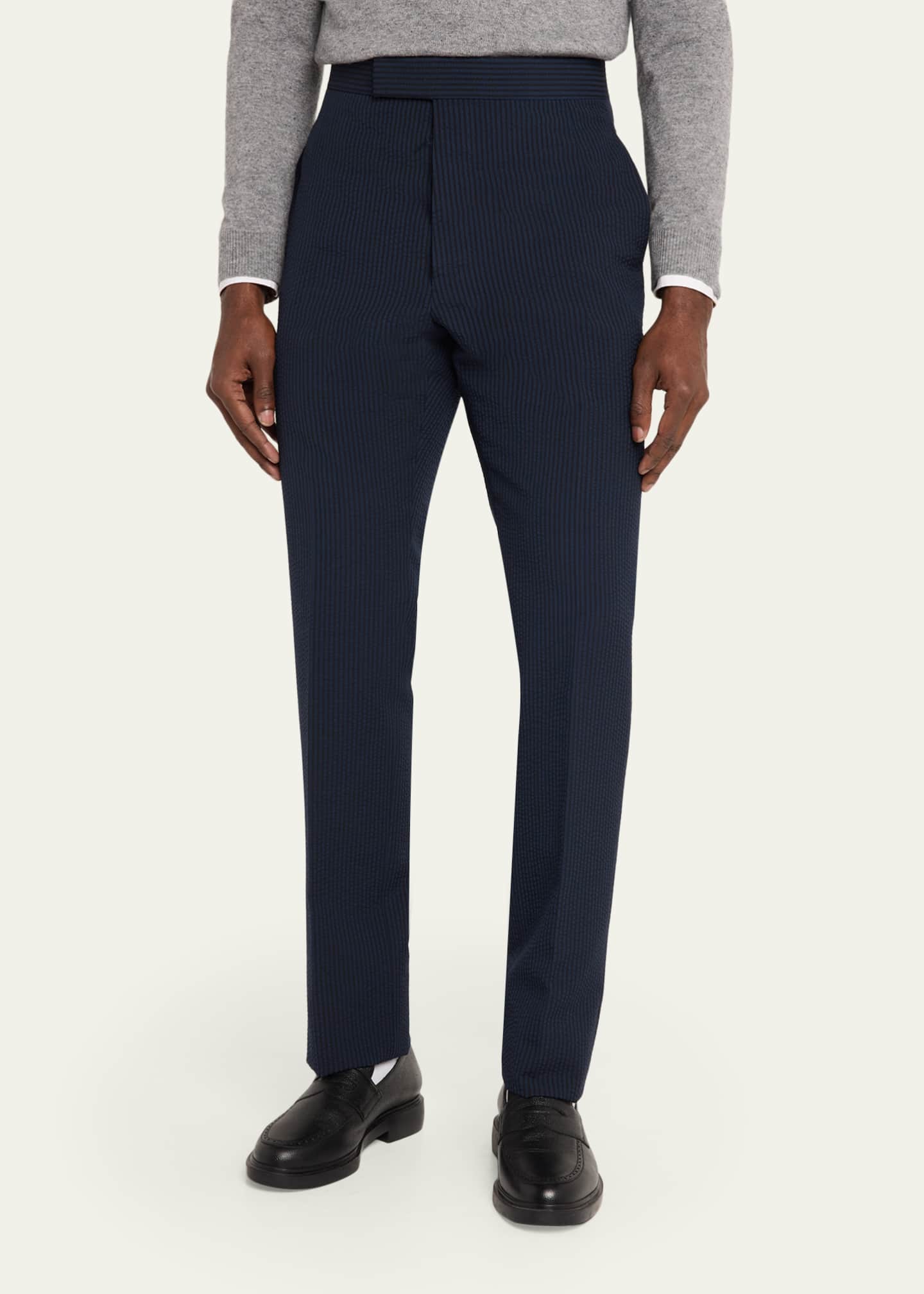 Thom Browne Stripe Cotton Tailored Pants - Bergdorf Goodman