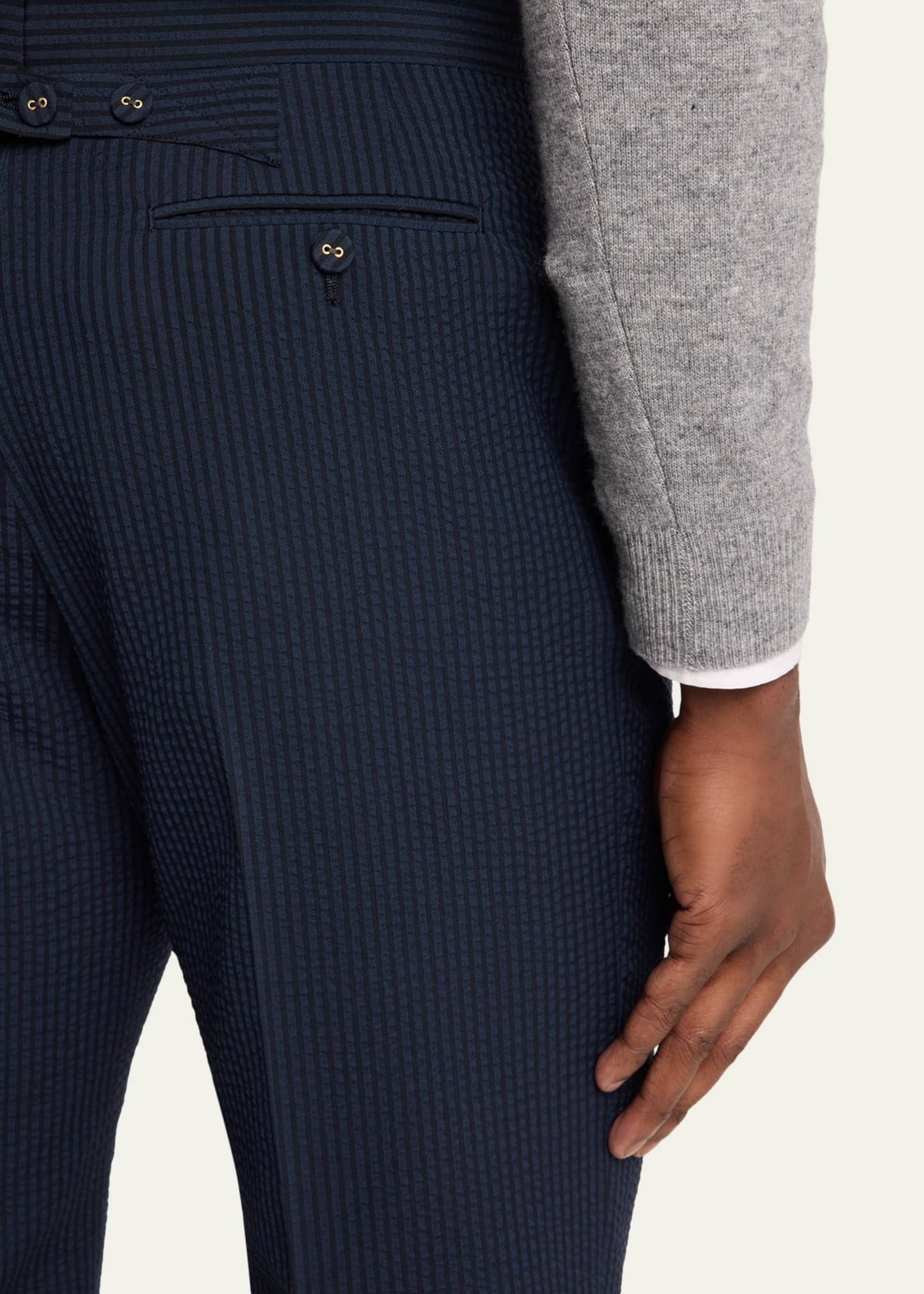 Thom Browne Stripe Cotton Tailored Pants - Bergdorf Goodman