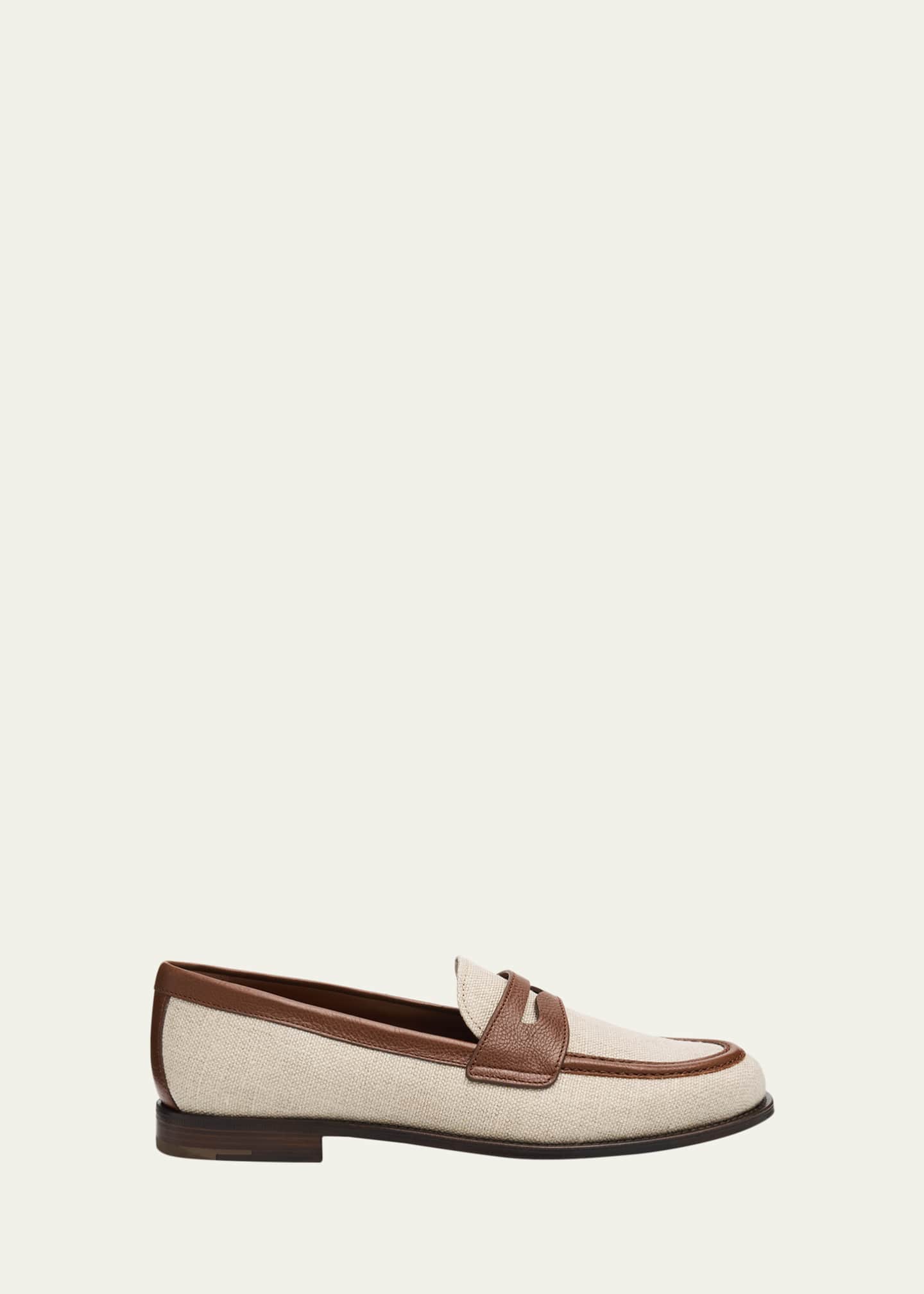 Church's Heswall 2 Leather-Trimmed Canvas Penny Loafers - Bergdorf Goodman