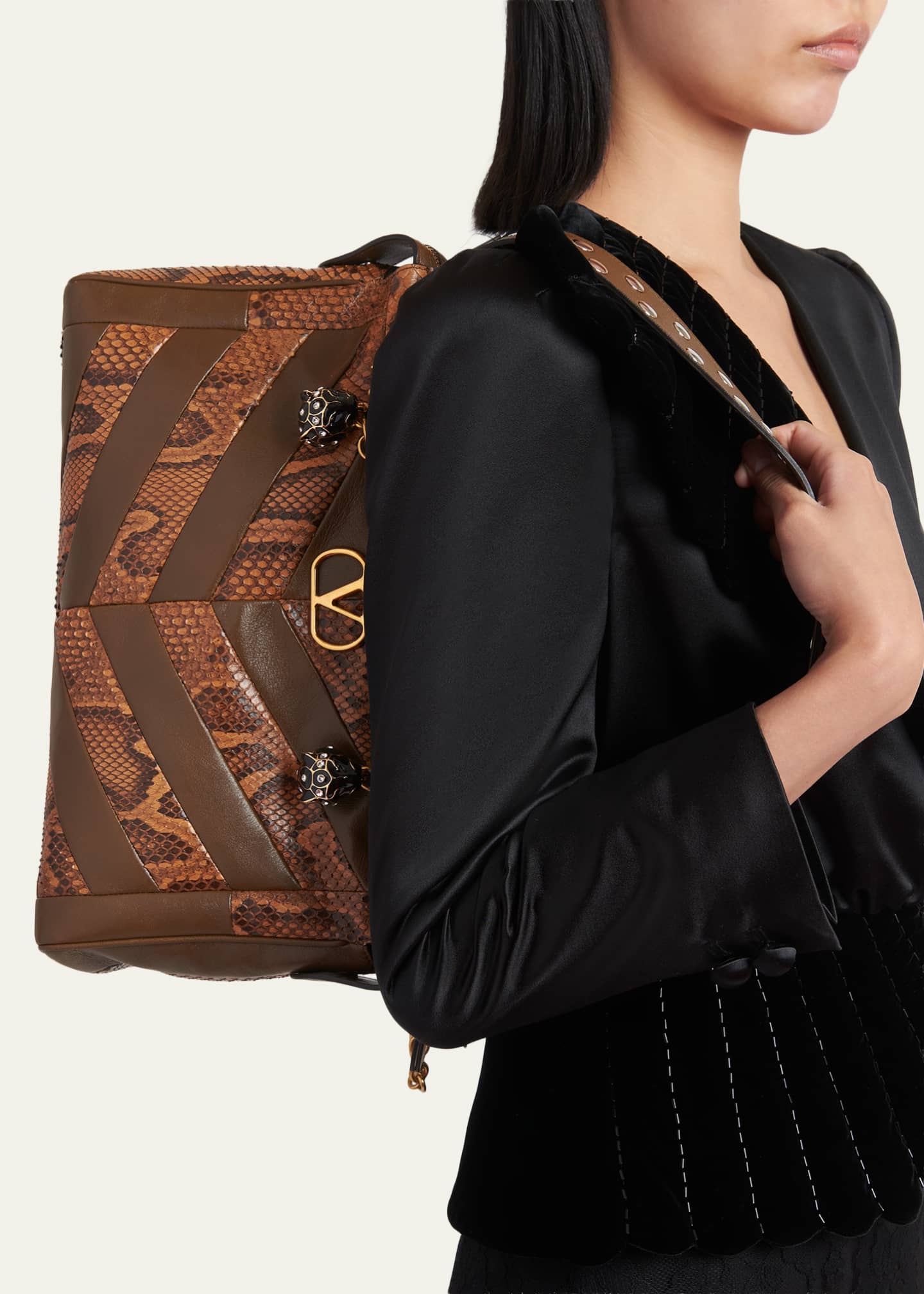 Valentino Garavani Panthea Medium Patchwork Chevron Shoulder Bag ...