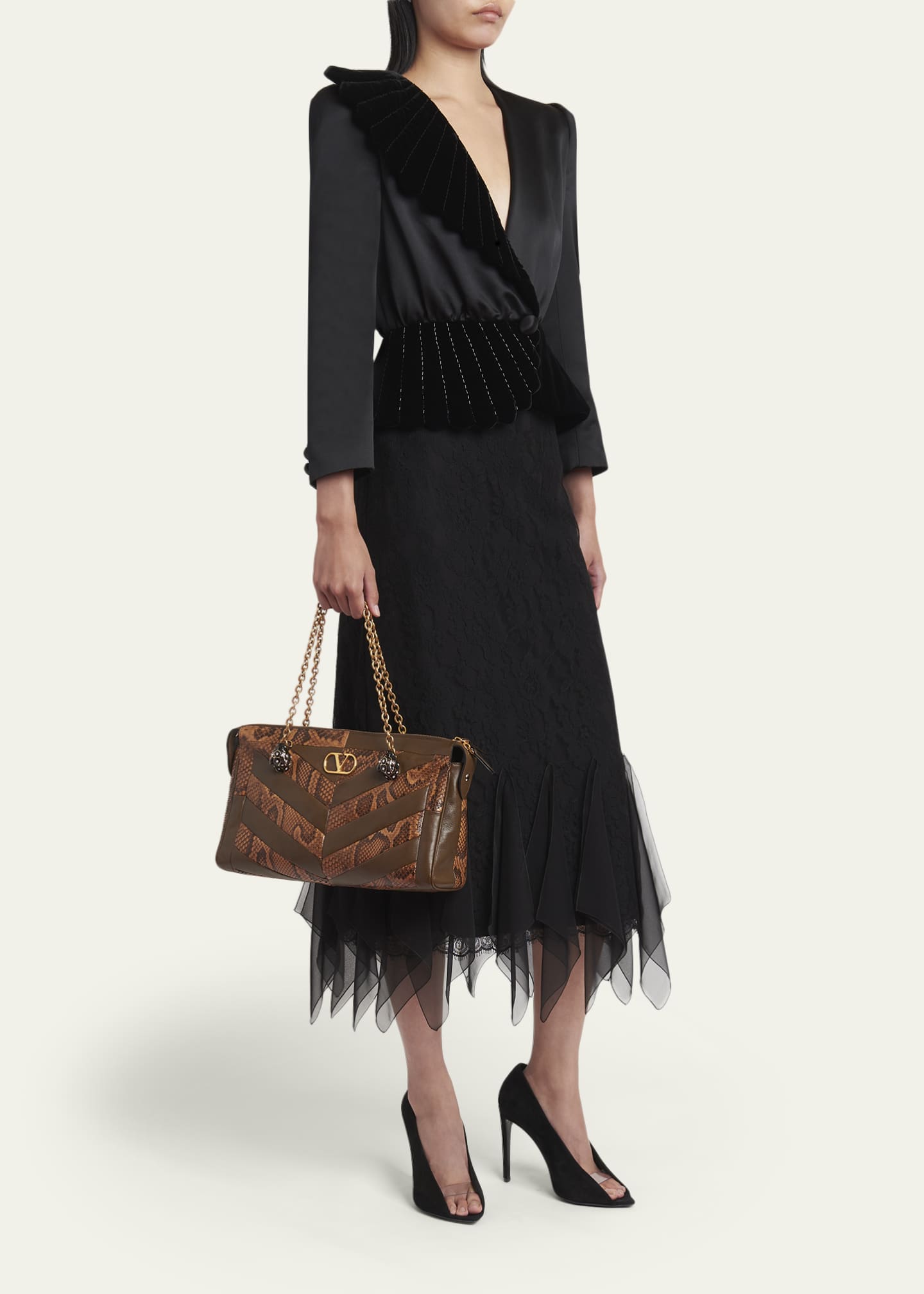 Valentino Garavani Panthea Medium Patchwork Chevron Shoulder Bag ...