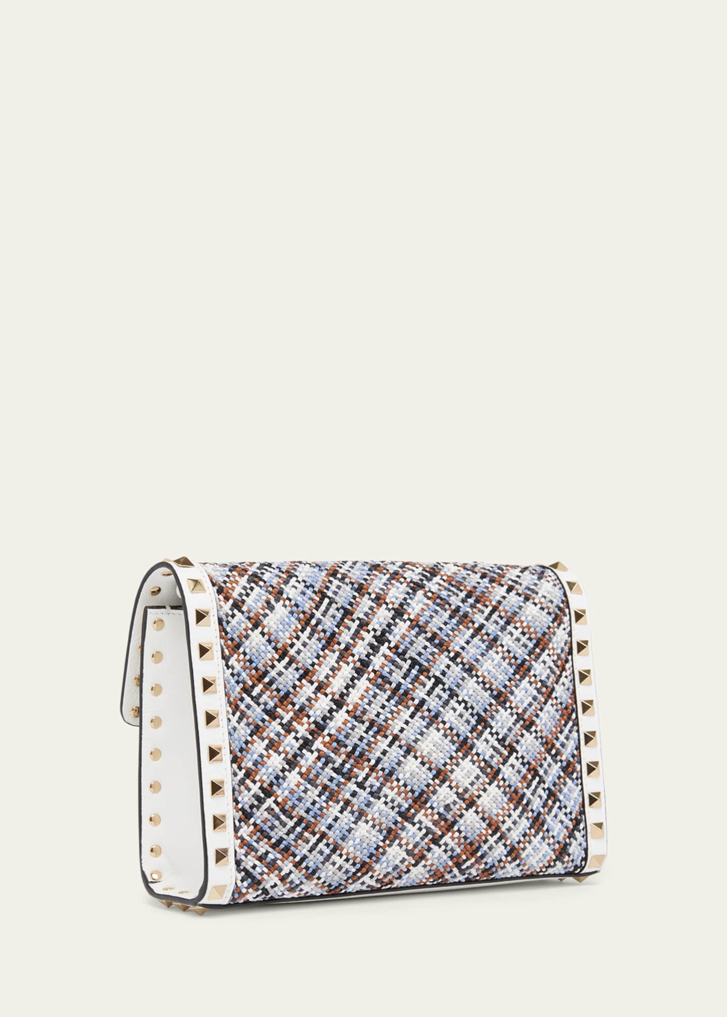 Valentino Garavani Small Woven Leather-Trim Rockstud Crossbody Bag ...