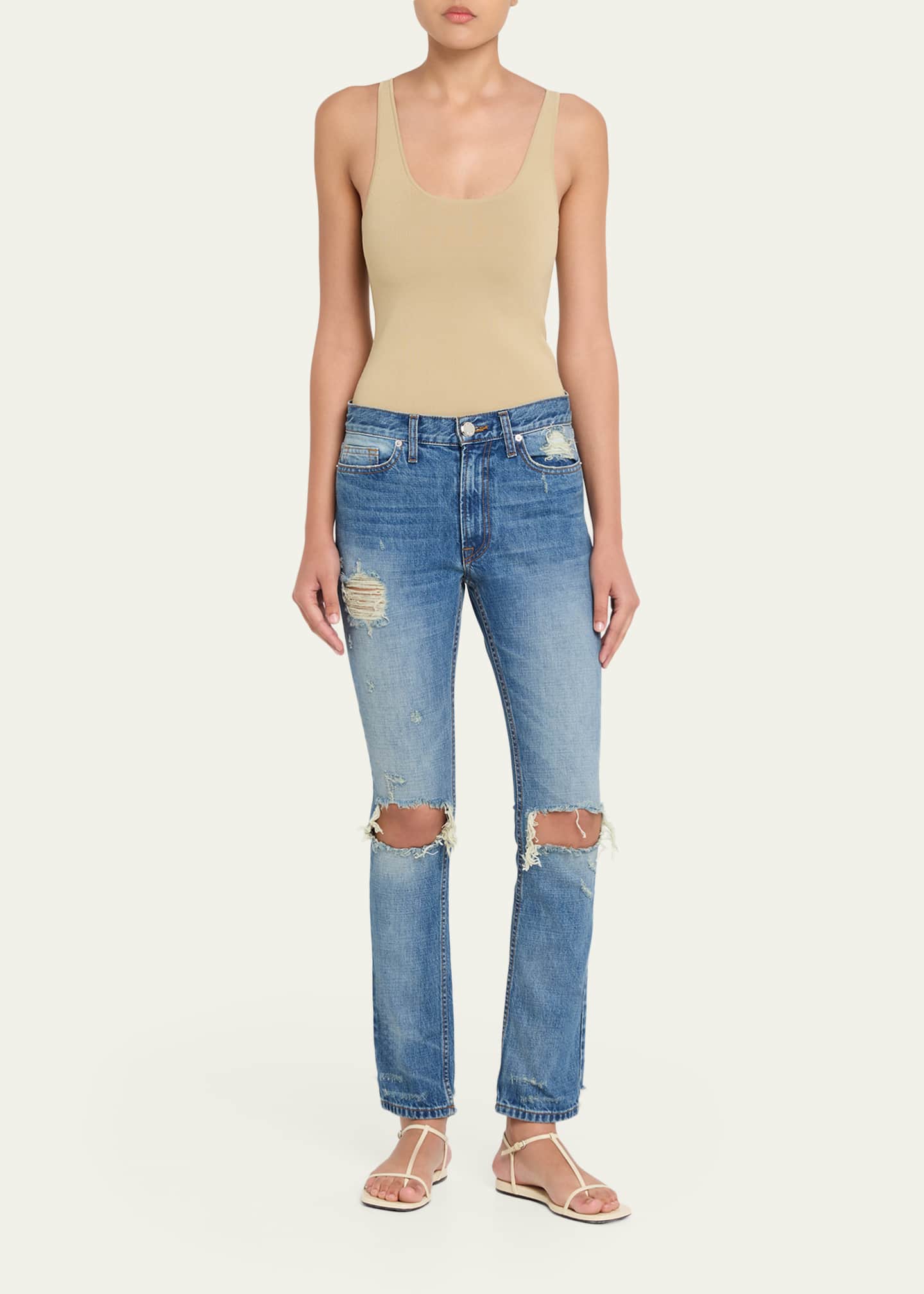 Brandon Maxwell The Riggs Distressed Crop Cigarette Jeans - Bergdorf ...