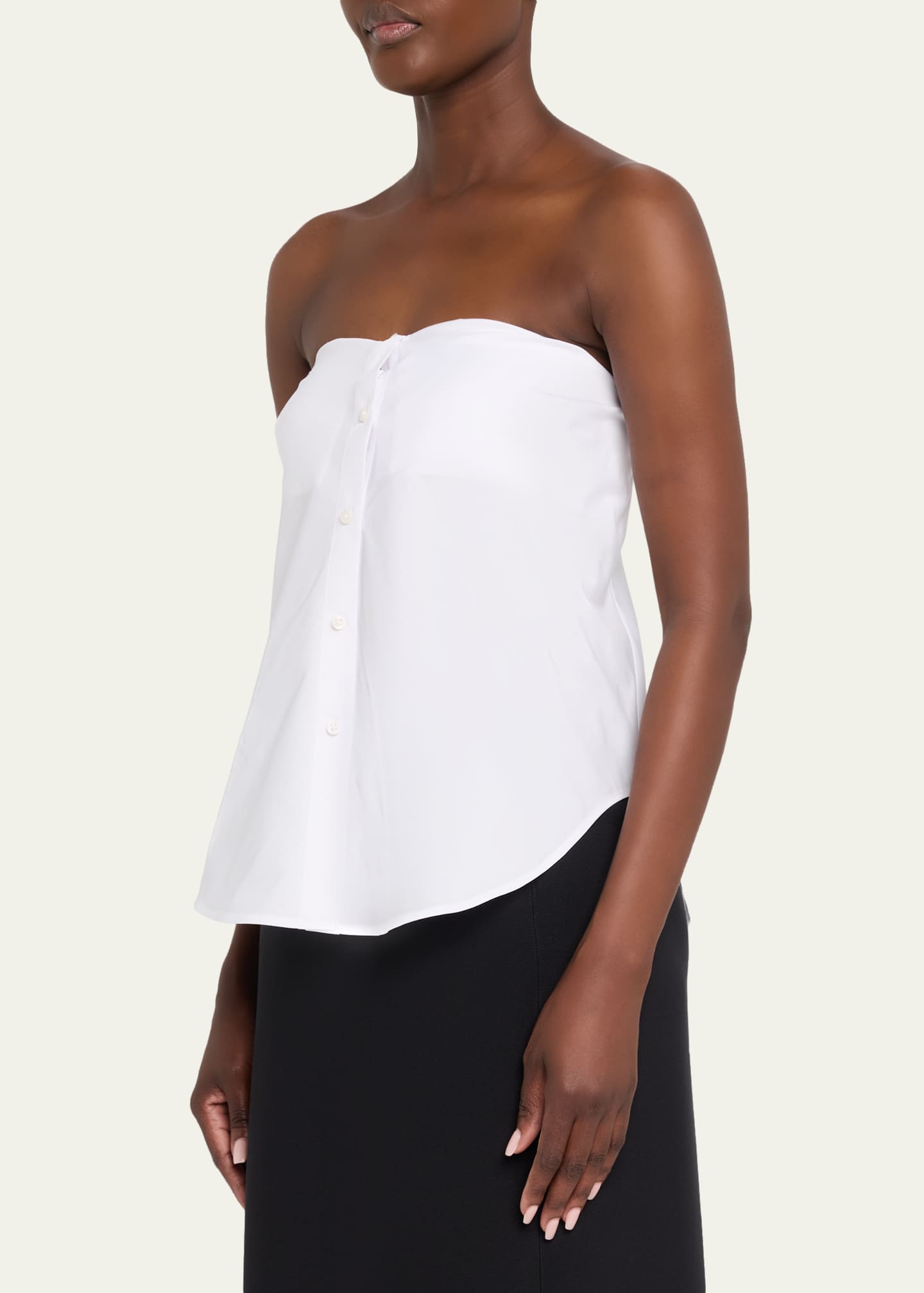 Brandon Maxwell Shea Strapless Button-Down Top - Bergdorf Goodman
