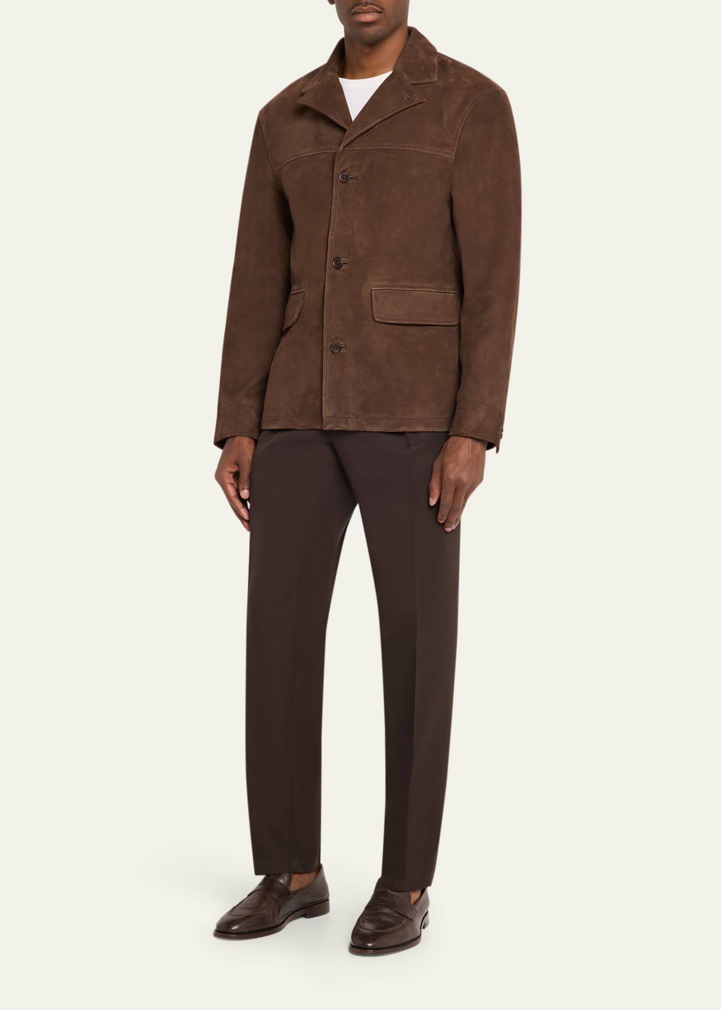Officine Generale Suede Button-Front Jacket - Bergdorf Goodman