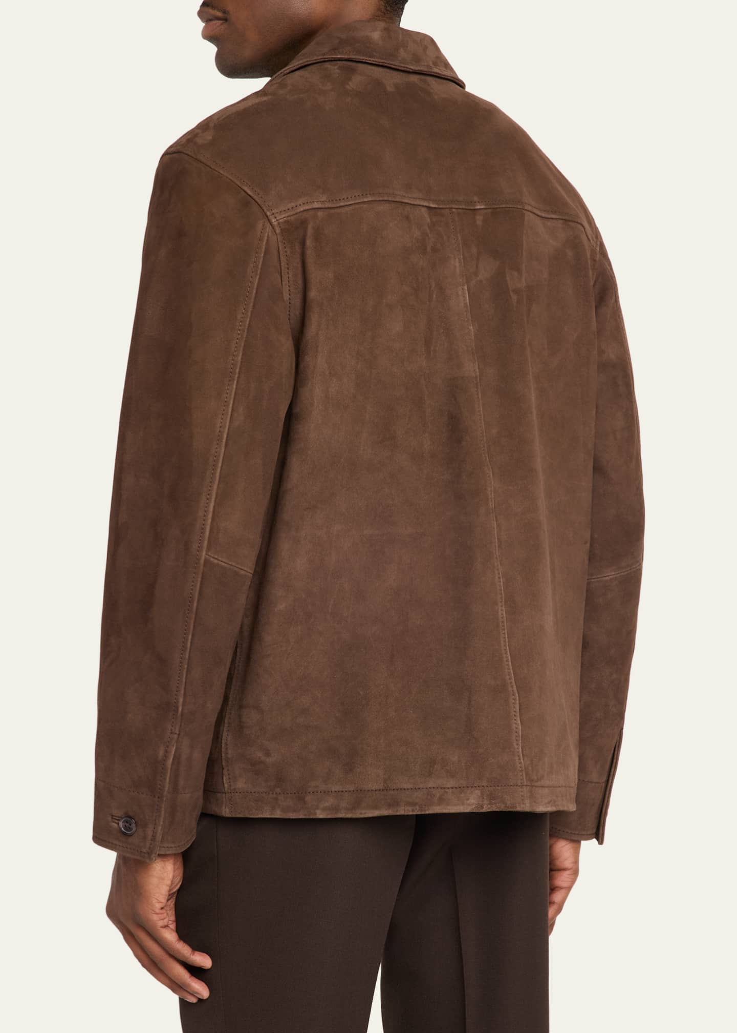 Officine Generale Suede Button-Front Jacket - Bergdorf Goodman