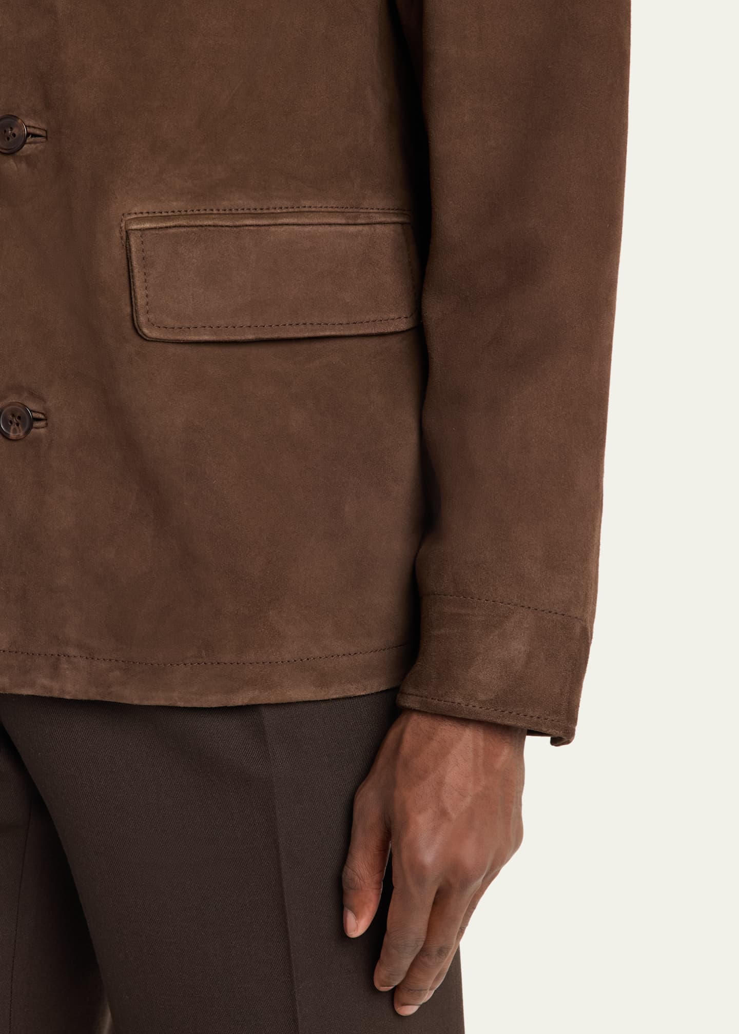 Officine Generale Suede Button-Front Jacket - Bergdorf Goodman
