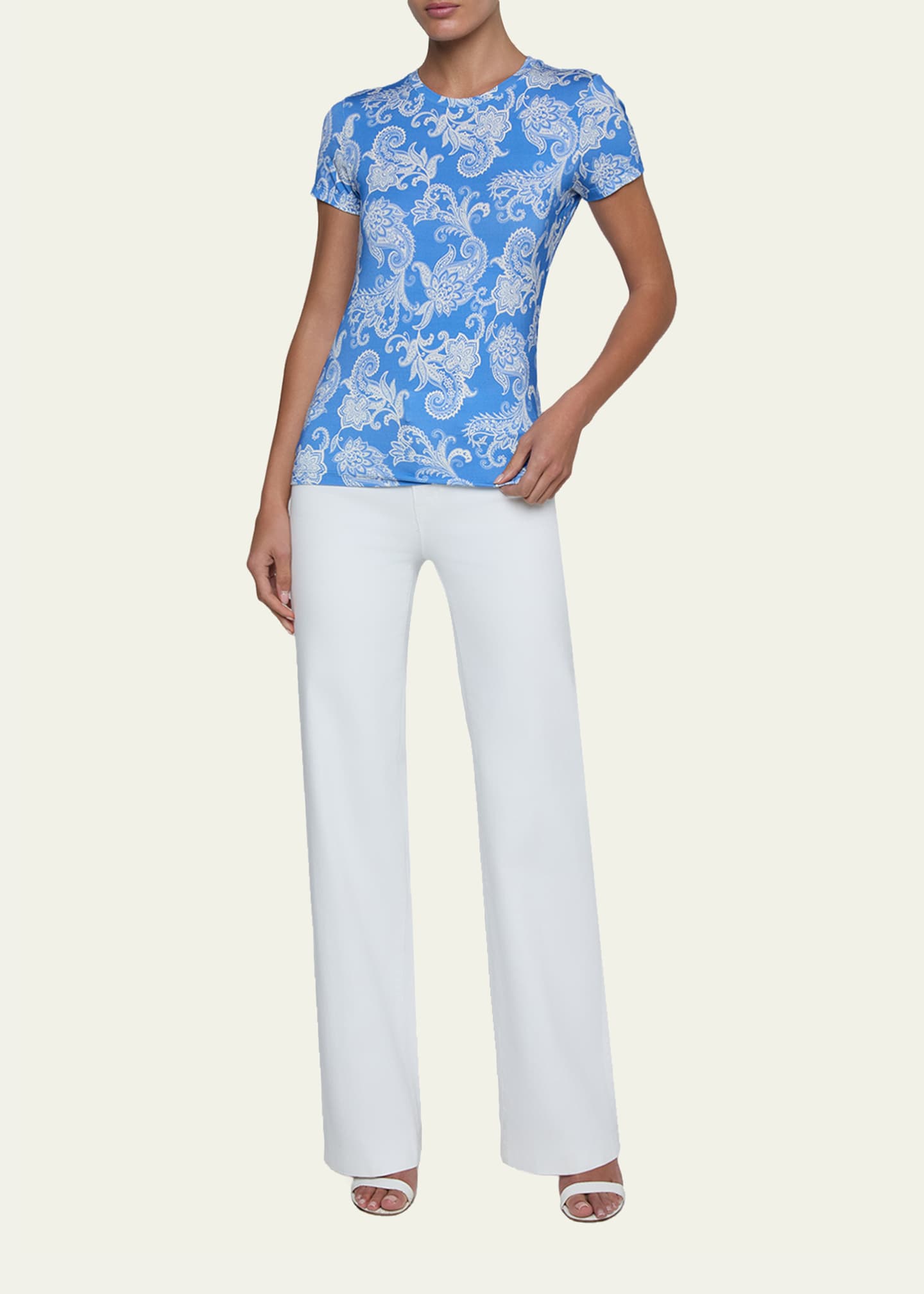 L'Agence Ressi Short-Sleeve Paisley Tee - Bergdorf Goodman