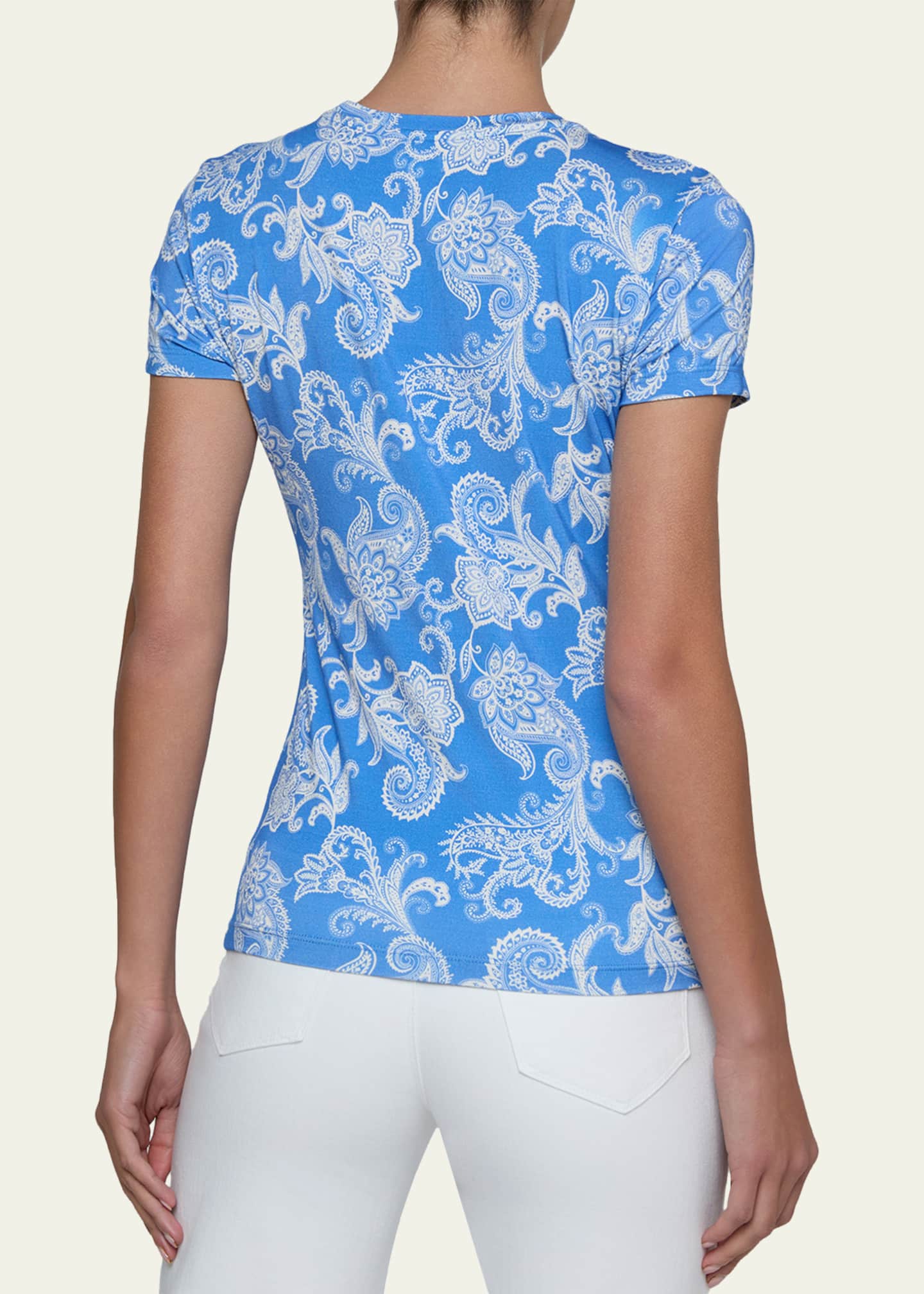 L'Agence Ressi Short-Sleeve Paisley Tee - Bergdorf Goodman