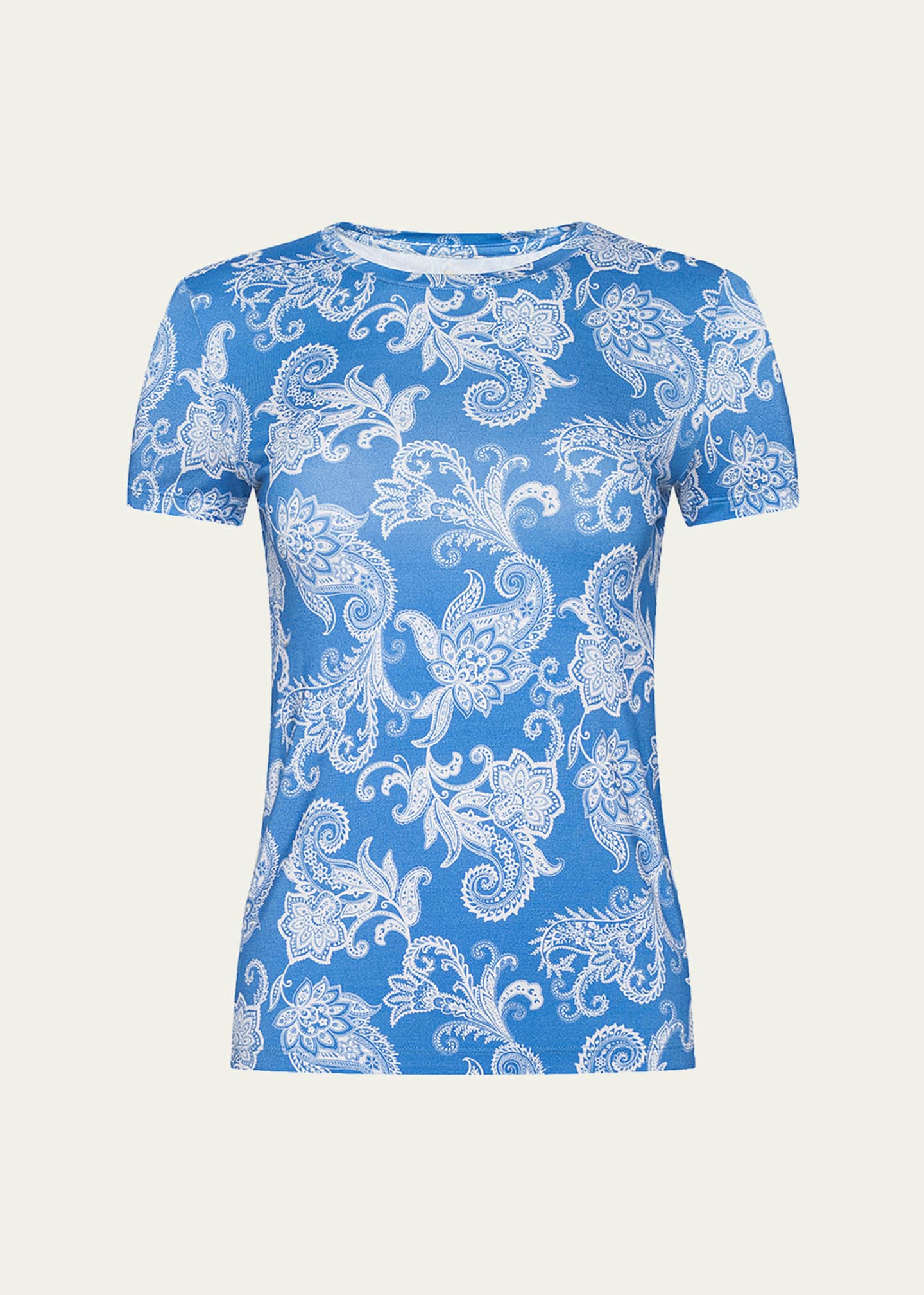 L'Agence Ressi Short-Sleeve Paisley Tee - Bergdorf Goodman