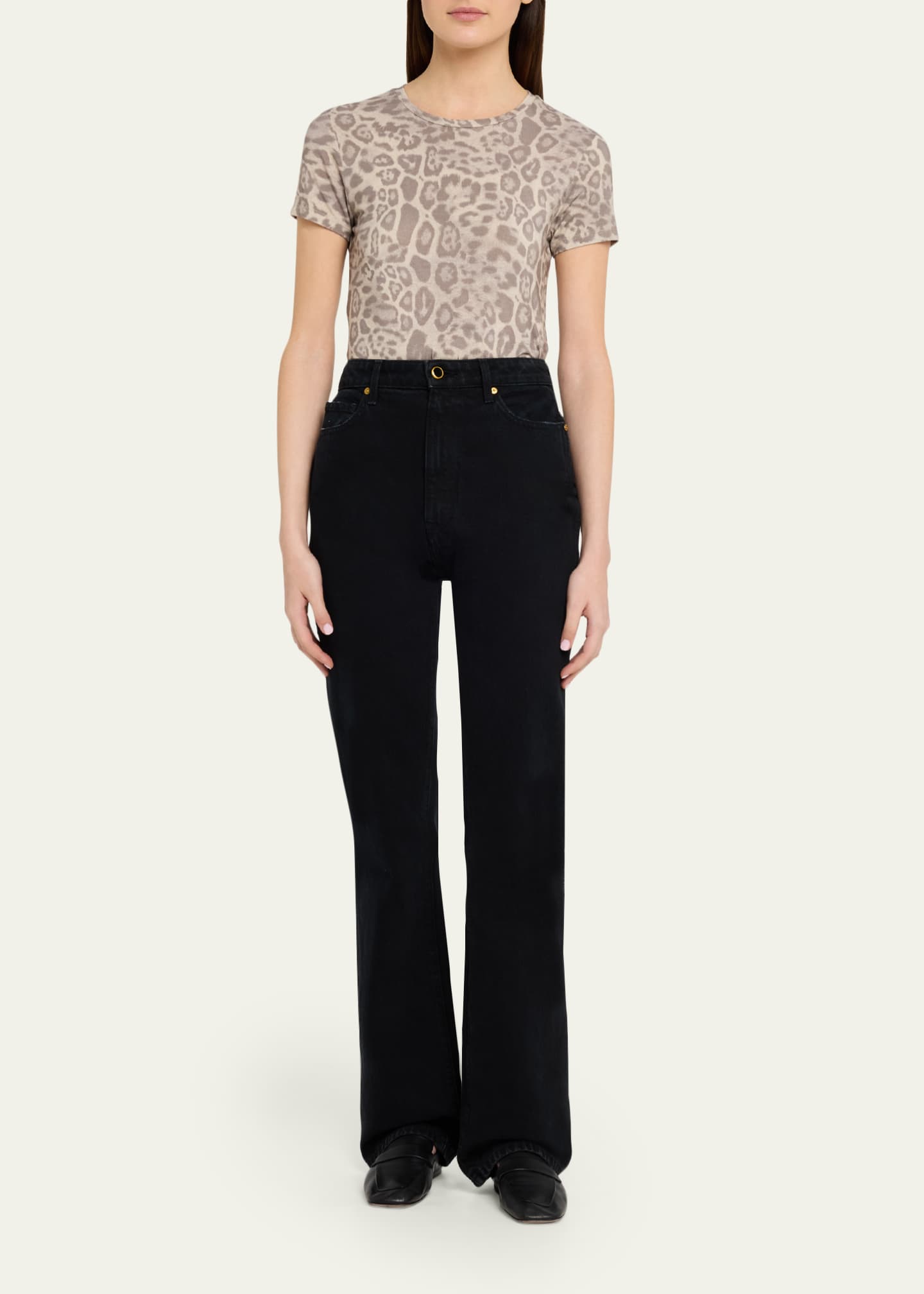 L'Agence Ressi Short-Sleeve Leopard Tee - Bergdorf Goodman