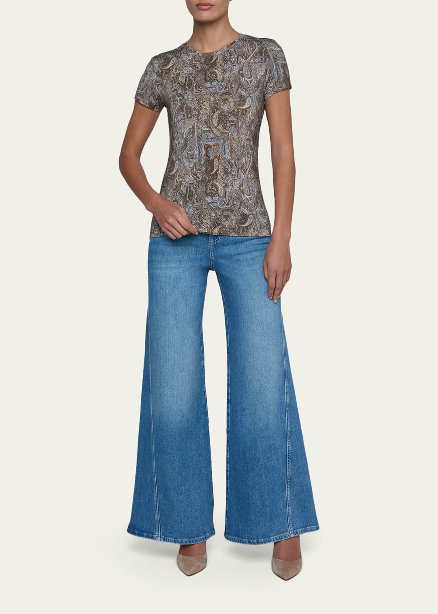 L'Agence Ressi Short-Sleeve Paisley Tee - Bergdorf Goodman