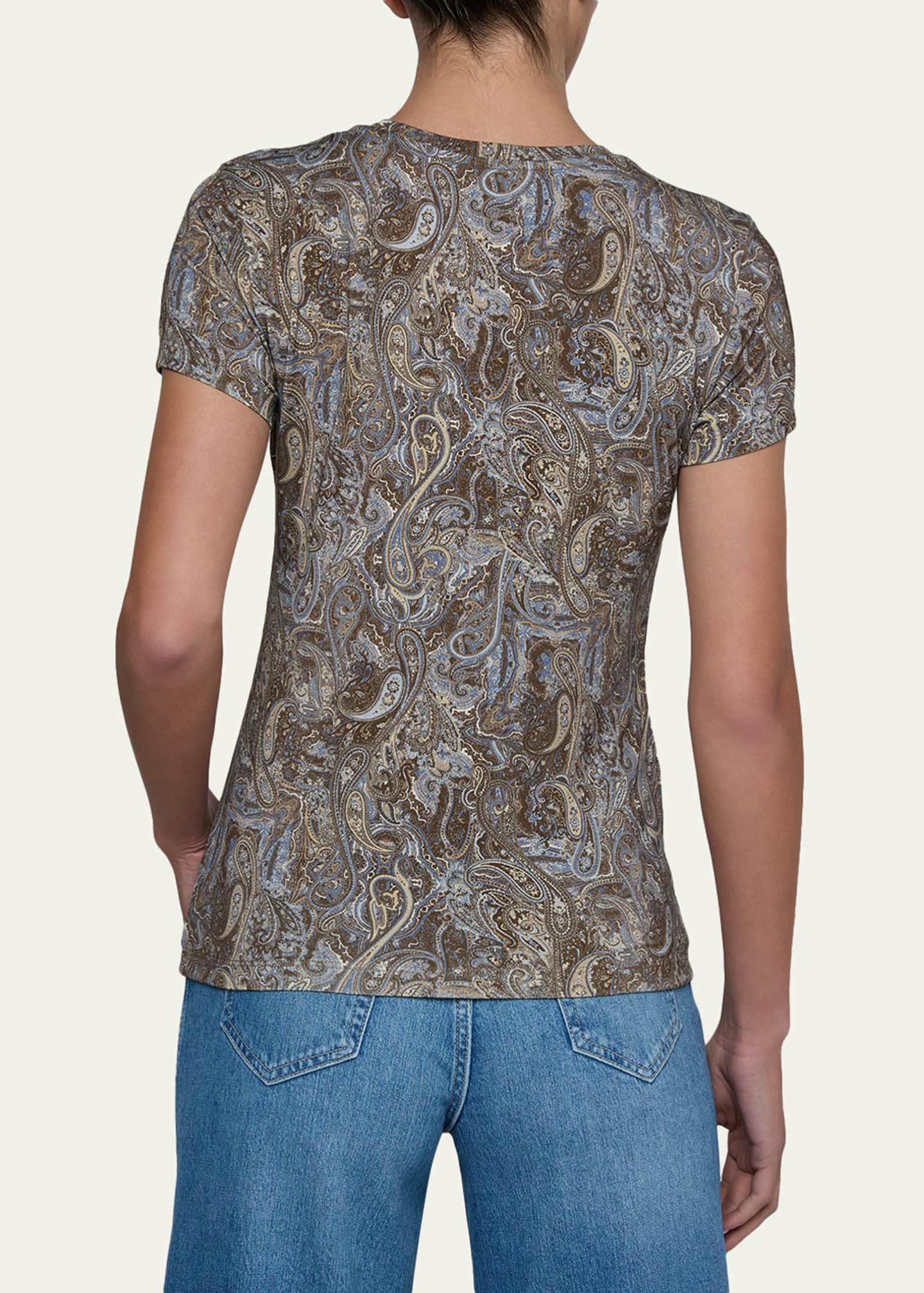 L'Agence Ressi Short-Sleeve Paisley Tee - Bergdorf Goodman