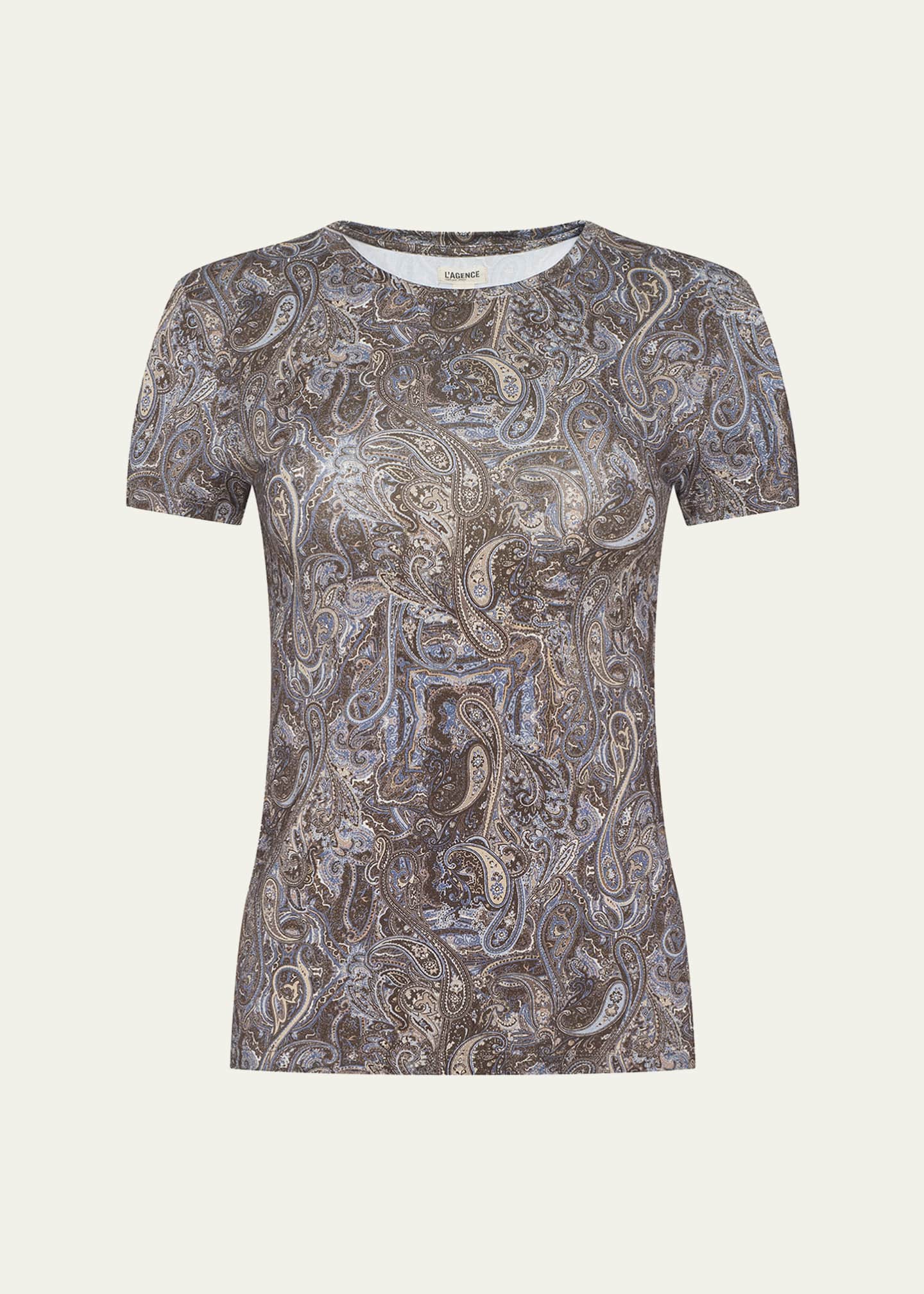 L'Agence Ressi Short-Sleeve Paisley Tee - Bergdorf Goodman
