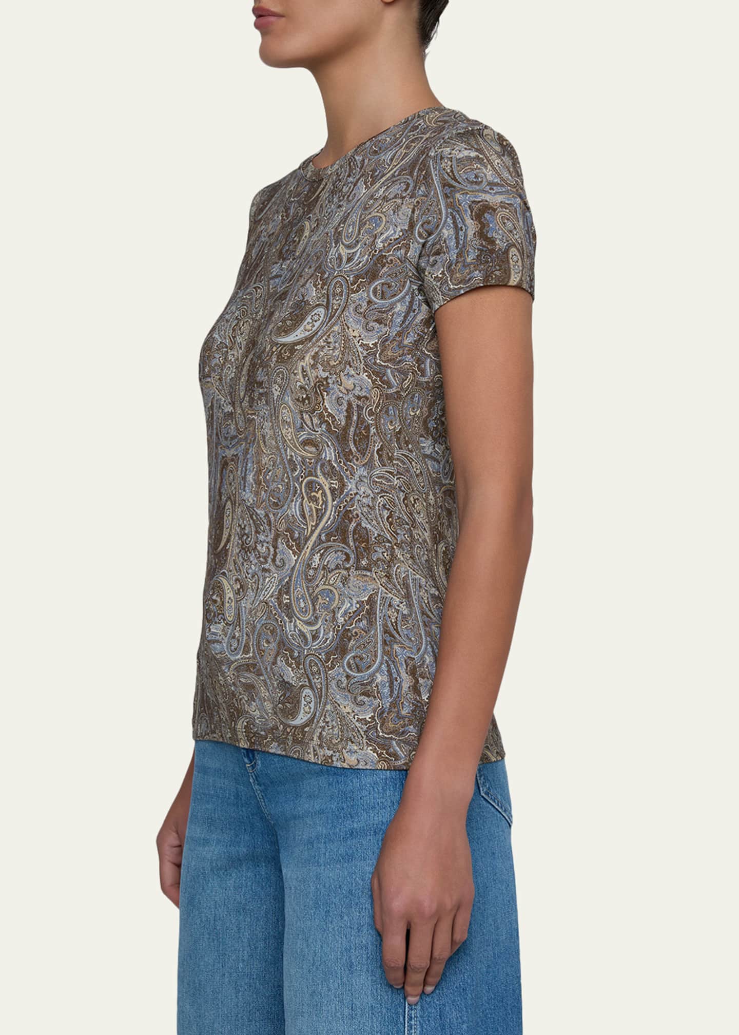 L'Agence Ressi Short-Sleeve Paisley Tee - Bergdorf Goodman