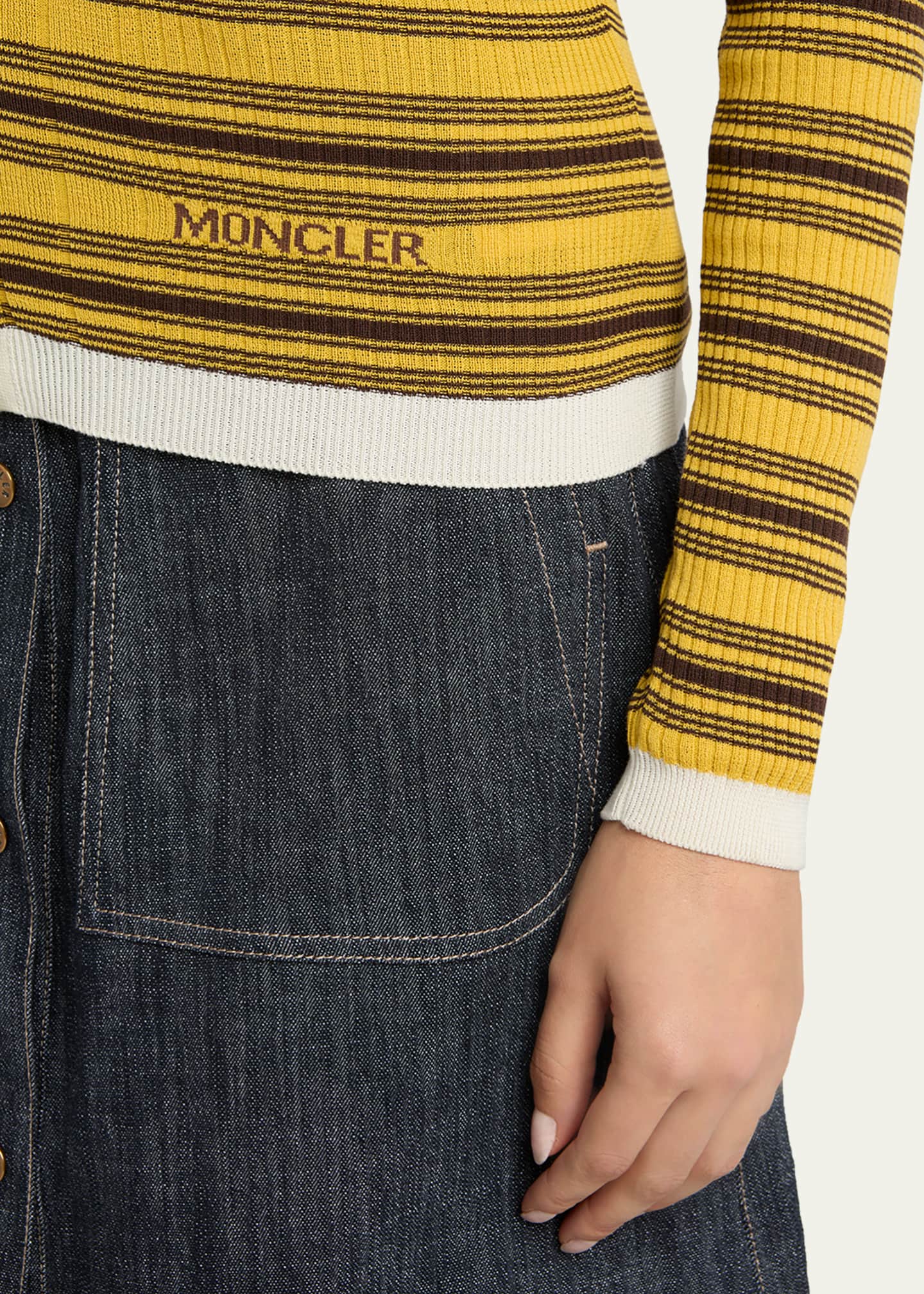 Moncler Stripe Long-Sleeve Polo Cardigan - Bergdorf Goodman