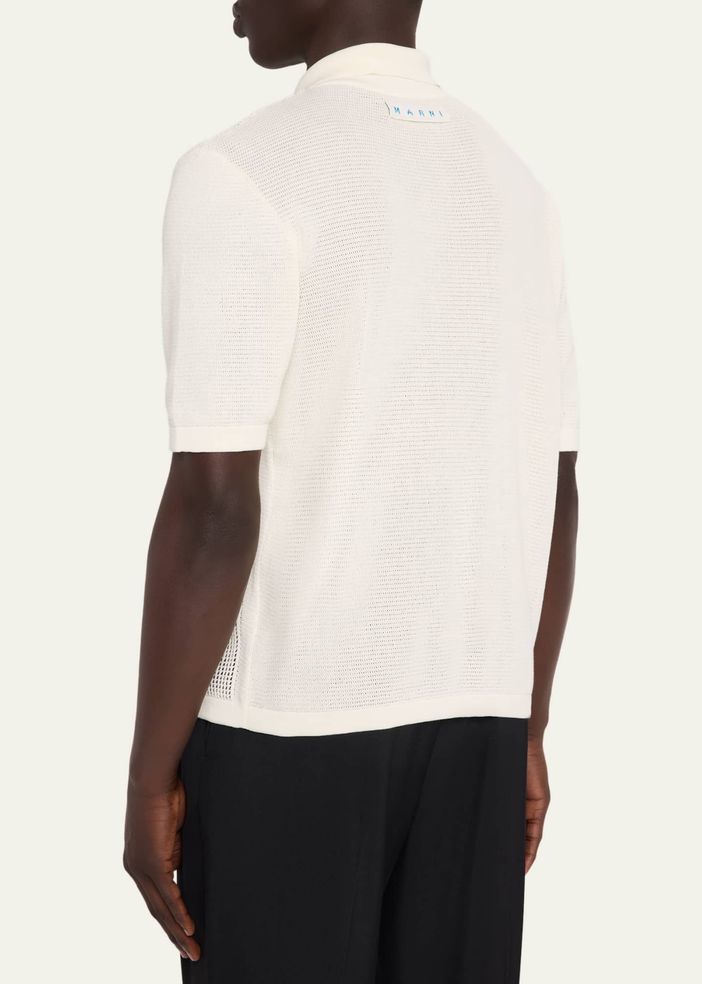 Marni Men's Floral Mesh Short-Sleeve Cardigan - Bergdorf Goodman