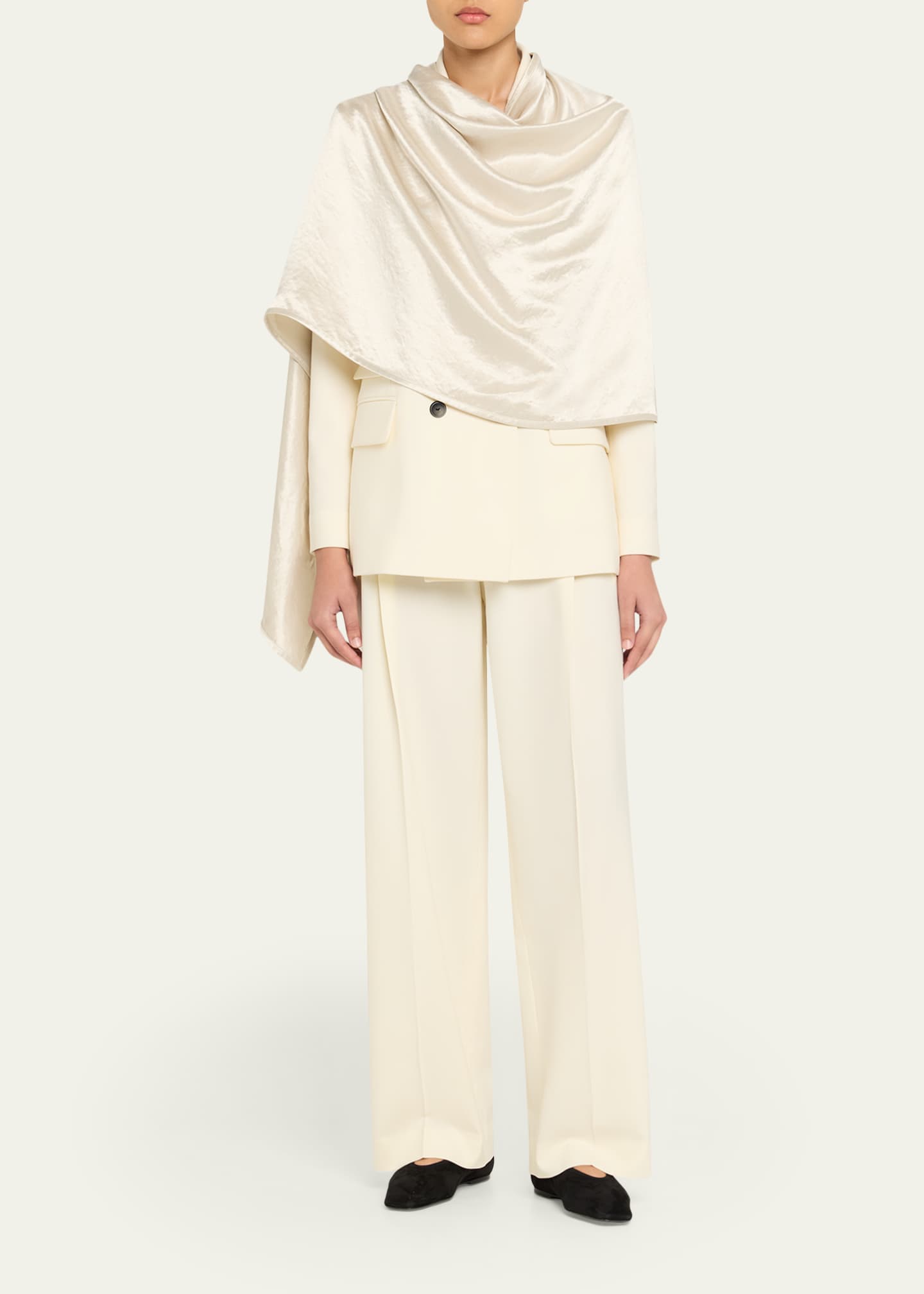 MARIA MCMANUS Draped Satin Cloak Double-Breasted Blazer - Bergdorf Goodman