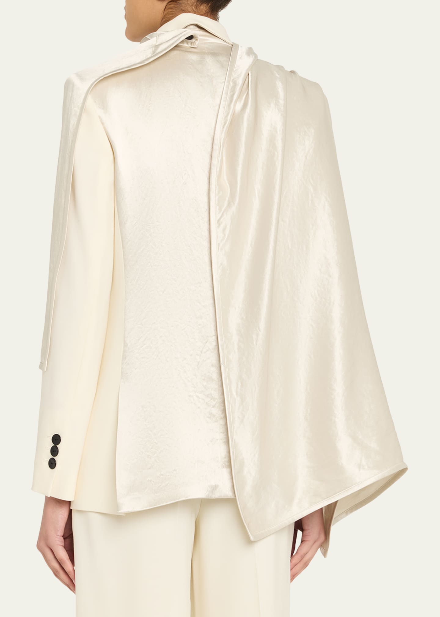 MARIA MCMANUS Draped Satin Cloak Double-Breasted Blazer - Bergdorf Goodman