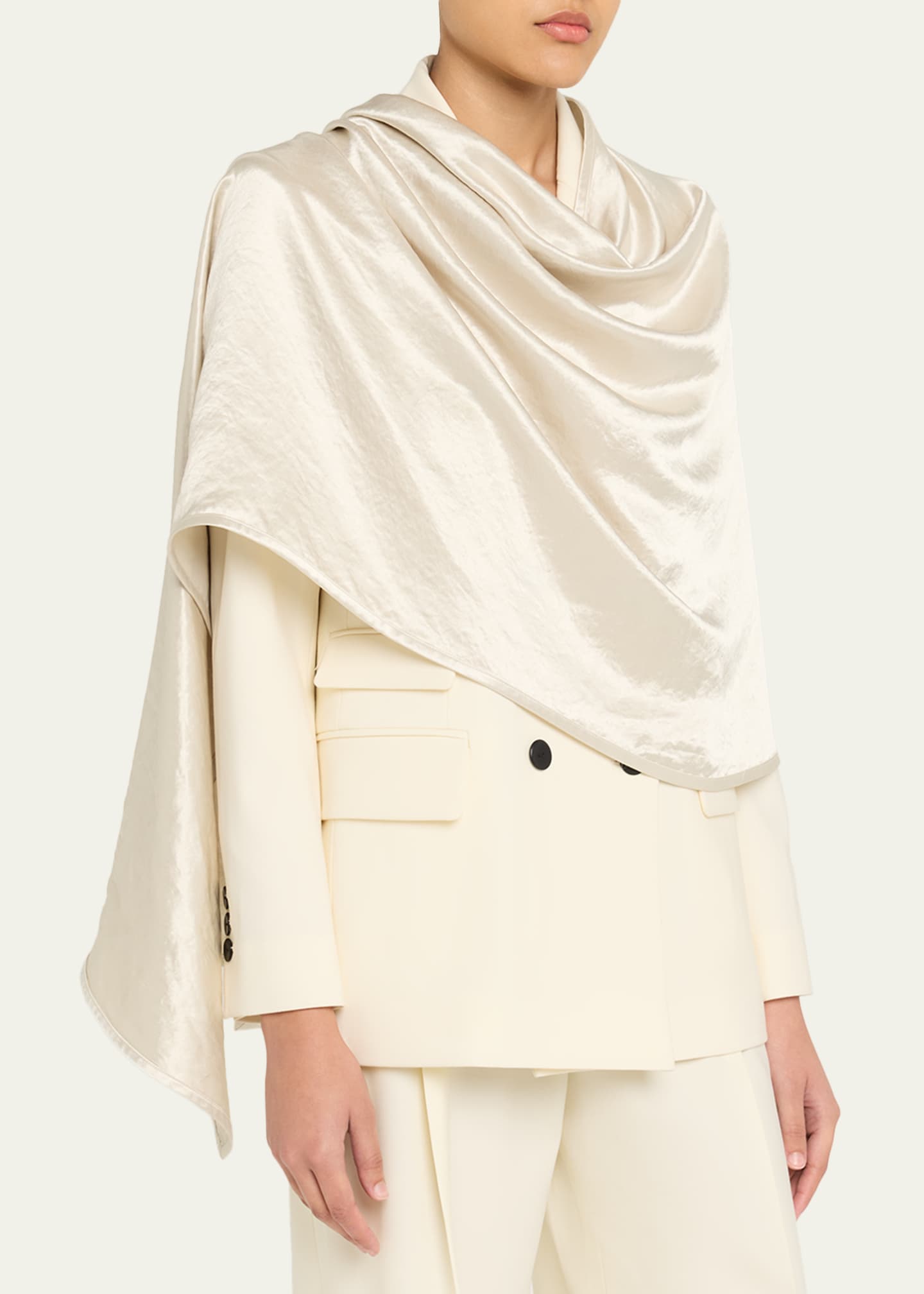 MARIA MCMANUS Draped Satin Cloak Double-Breasted Blazer - Bergdorf Goodman
