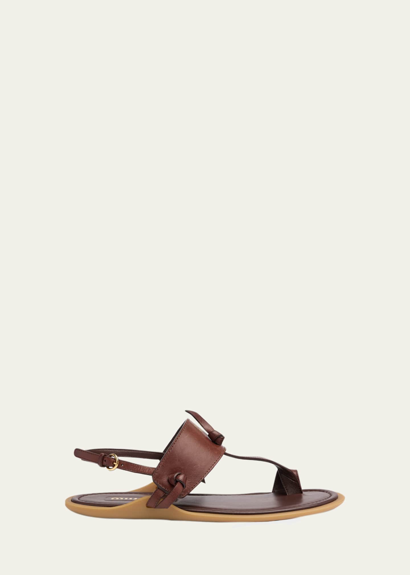 Miu Miu Infradito Knotted Leather Toe-Ring Sandals - Bergdorf Goodman