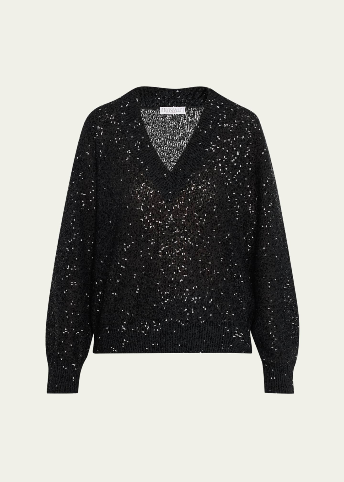 Brunello Cucinelli Shimmering Linen-Cashmere V-Neck Sweater - Bergdorf ...