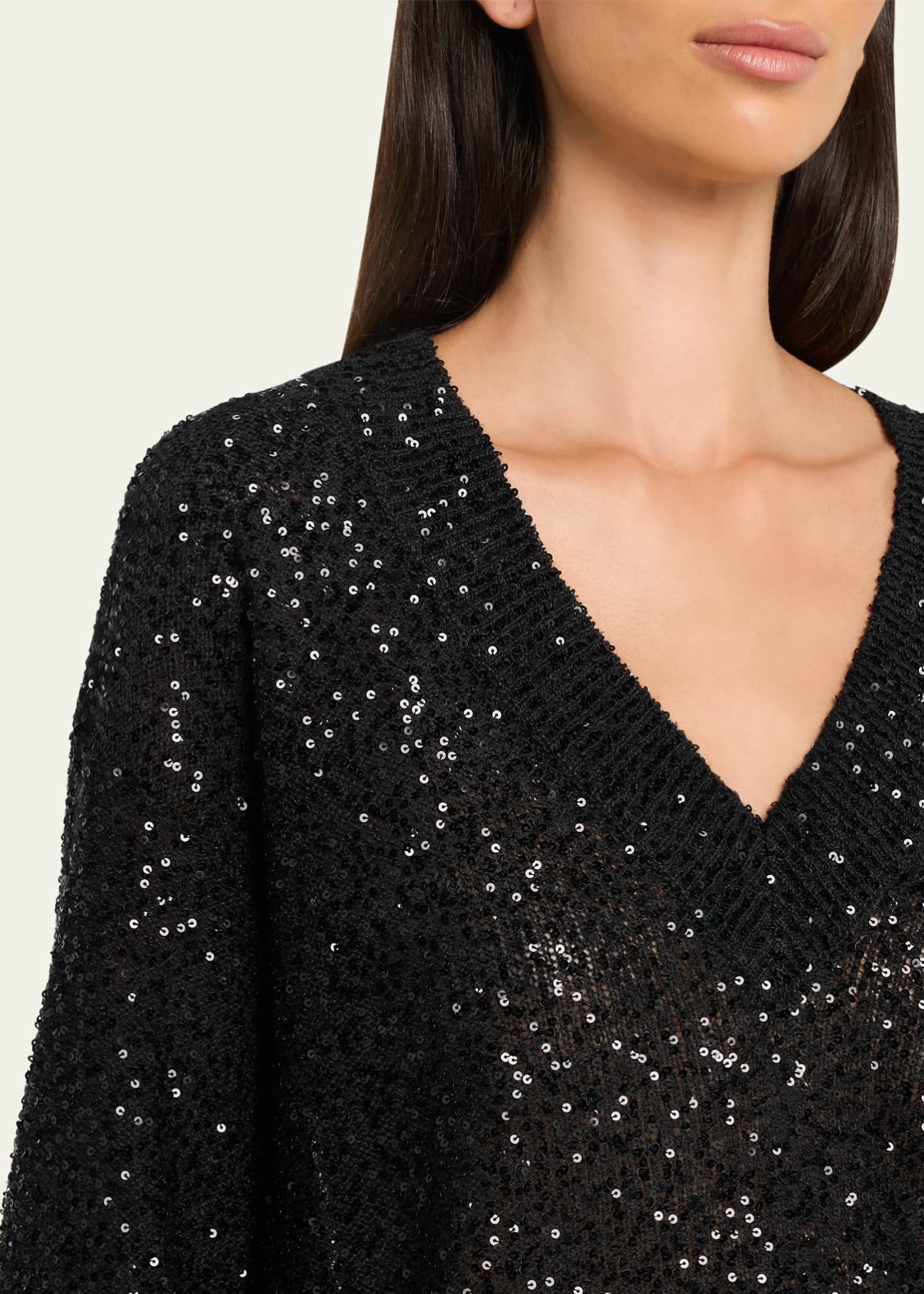 Brunello Cucinelli Shimmering Linen-Cashmere V-Neck Sweater - Bergdorf ...