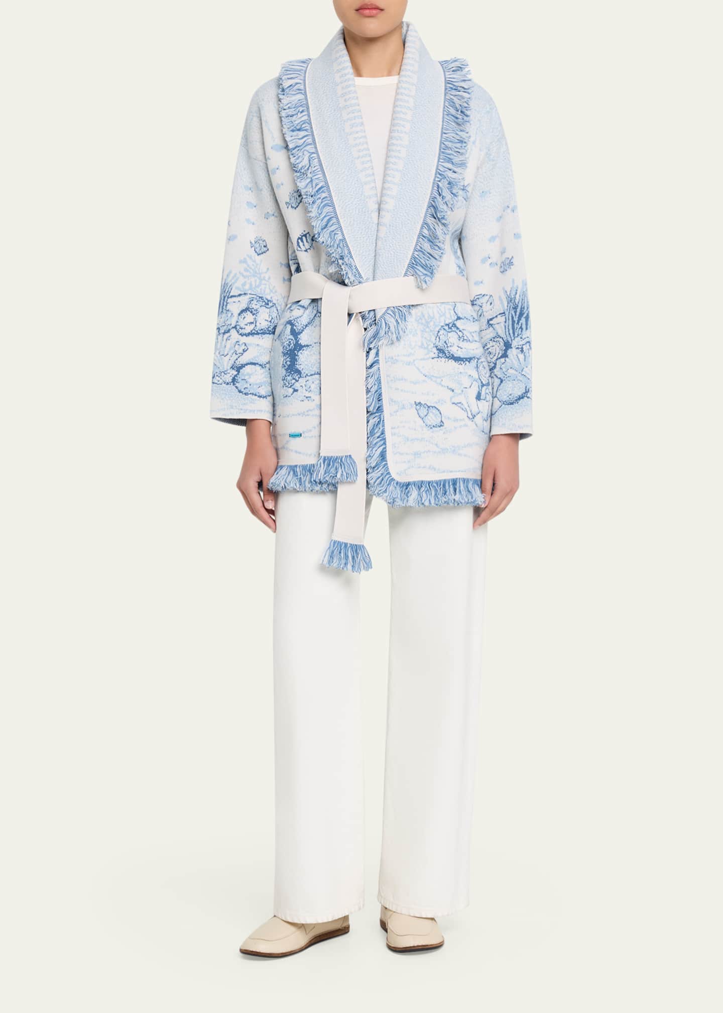 Alanui Deep In The Ocean Fringed Wrap Cardigan - Bergdorf Goodman
