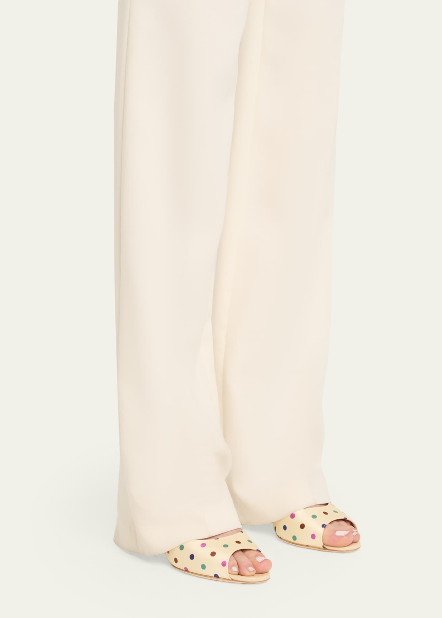 Manolo Blahnik 50mm Jadaron Polka-Dot Twill Mules - Bergdorf Goodman