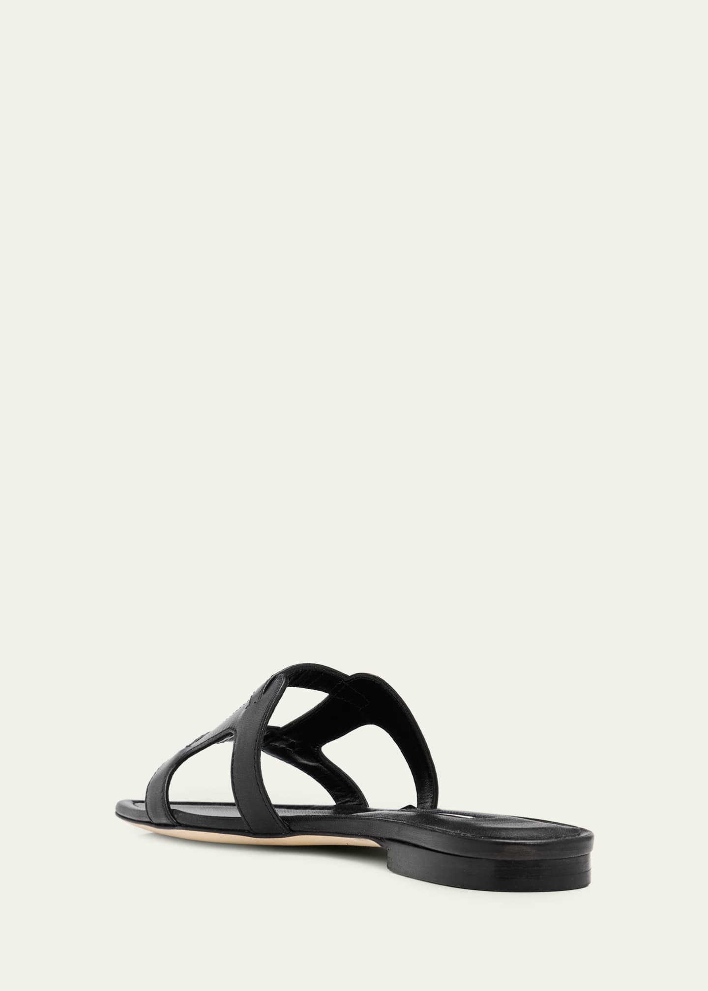 Manolo Blahnik Grellanu Leather Flat Slide Sandals - Bergdorf Goodman