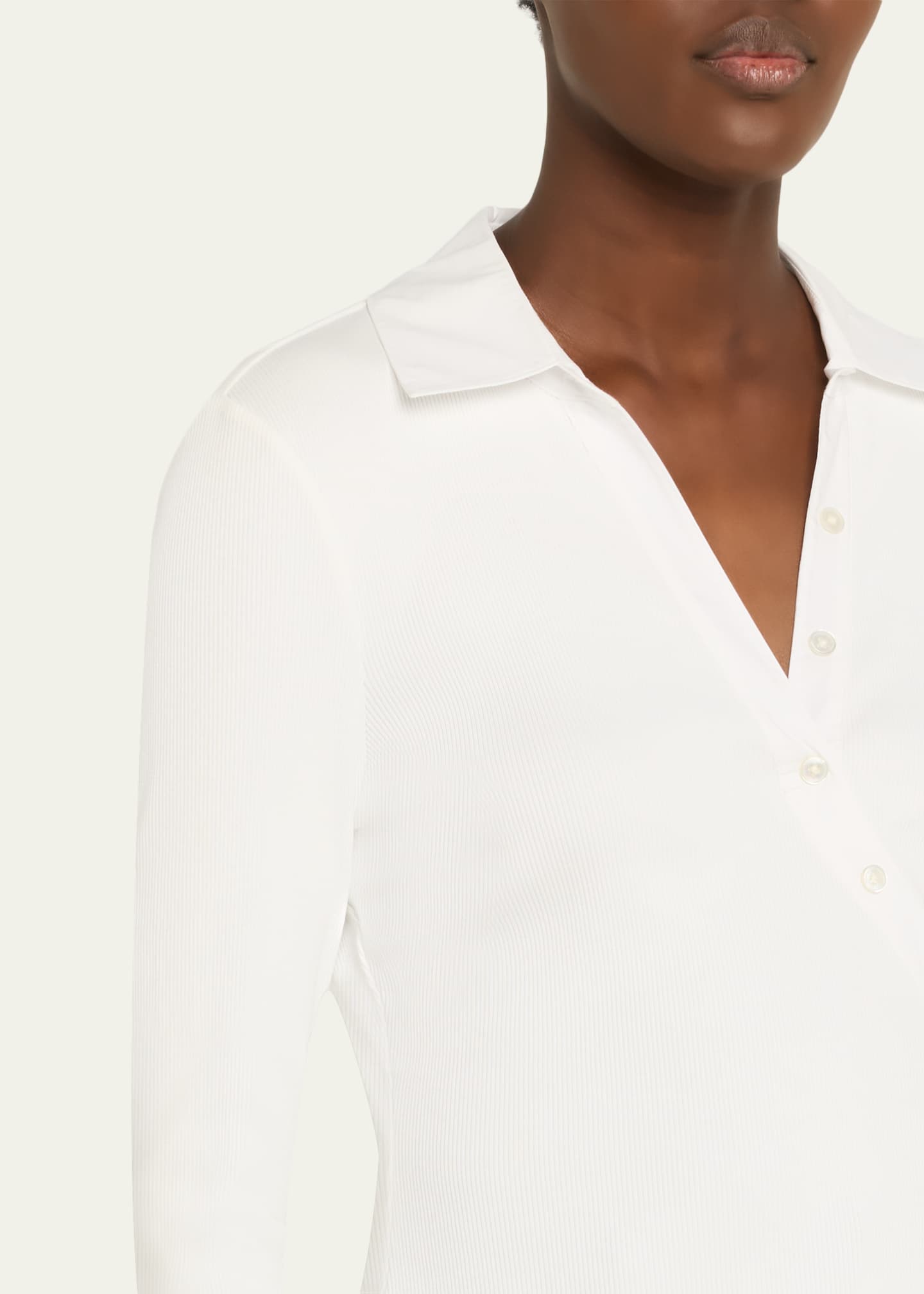 Veronica Beard Brenner Long-Sleeve Asymmetric Button Top - Bergdorf Goodman