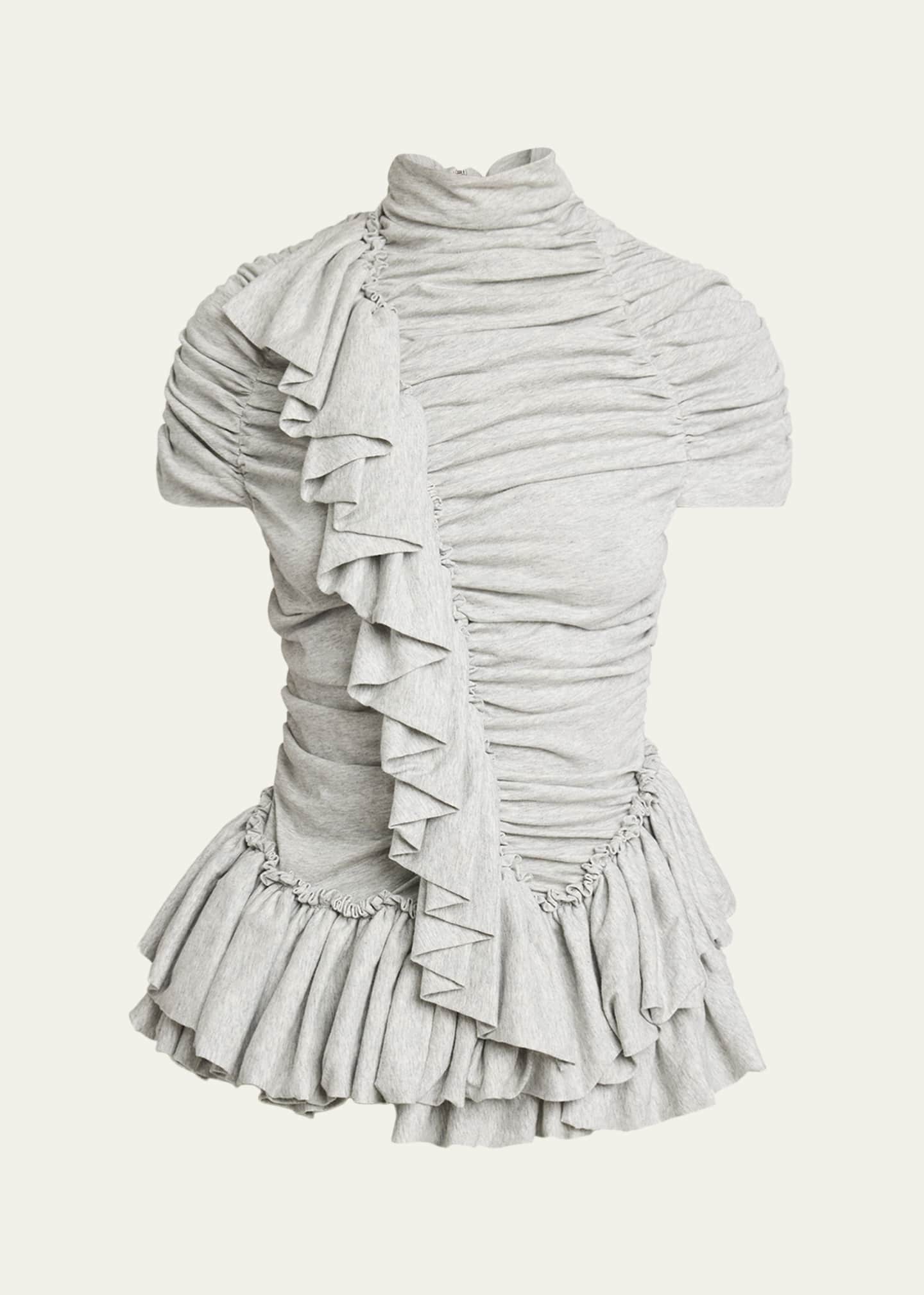 Dries Van Noten Huchi Ruffle Jersey Short-Sleeve Top - Bergdorf Goodman