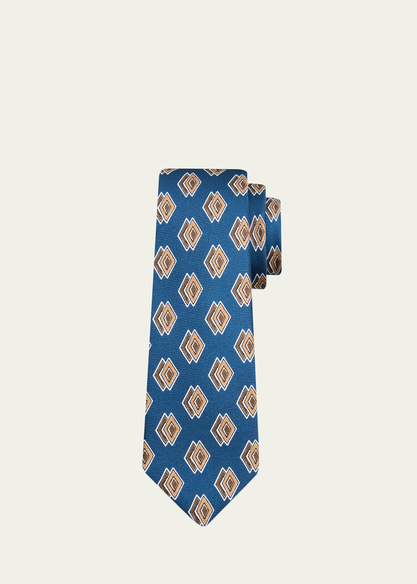 Kiton Men's Double-Diamond Print Silk 7-Fold Tie - Bergdorf Goodman