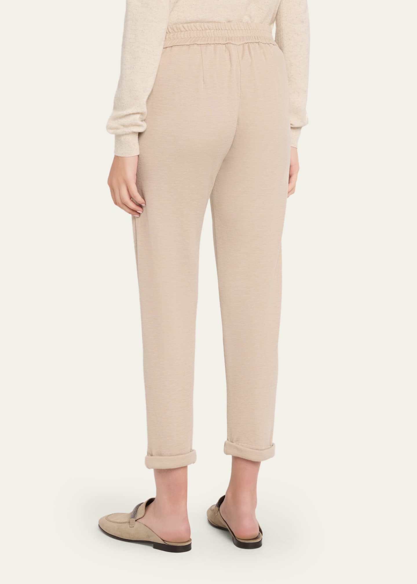 Brunello Cucinelli Monili-Trim Slim-Leg Ankle Drawstring Sport Pants ...