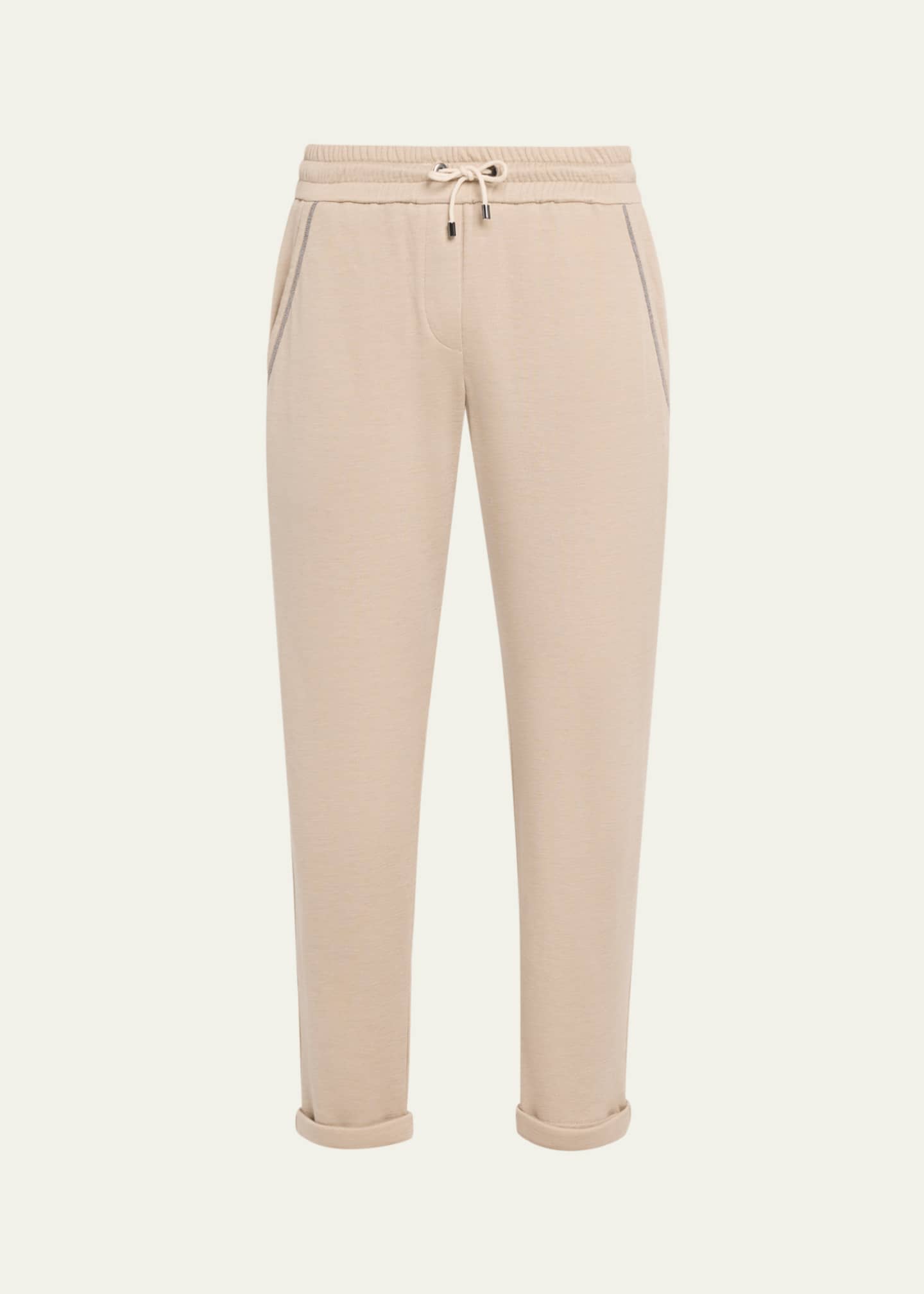Brunello Cucinelli Monili-Trim Slim-Leg Ankle Drawstring Sport Pants ...