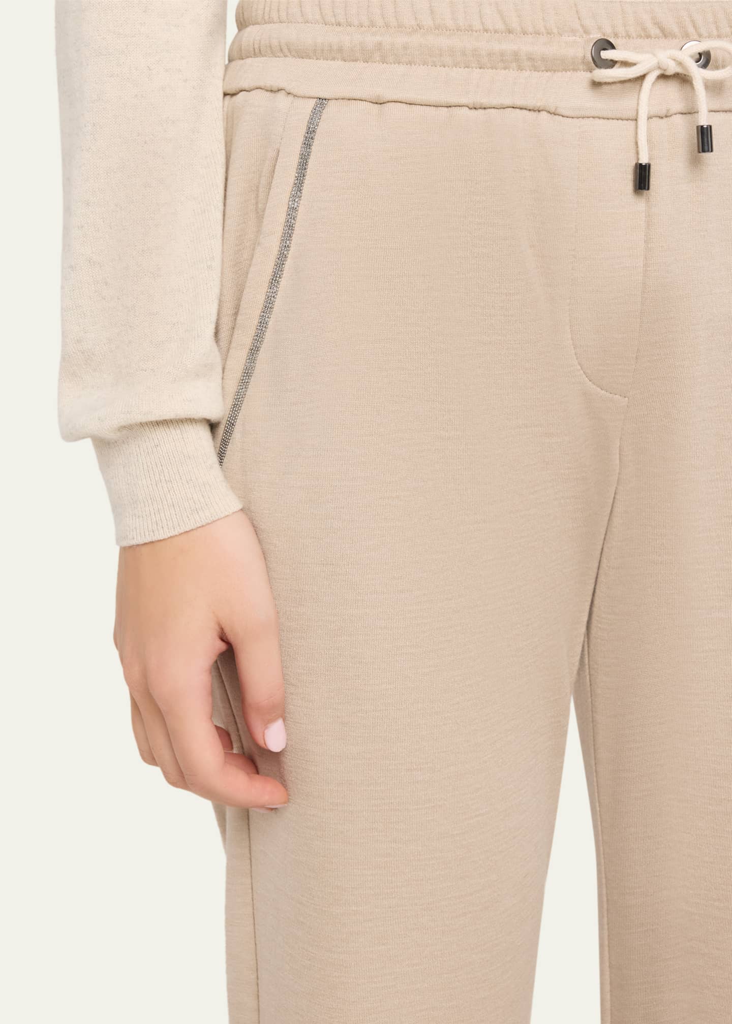 Brunello Cucinelli Monili-Trim Slim-Leg Ankle Drawstring Sport Pants ...