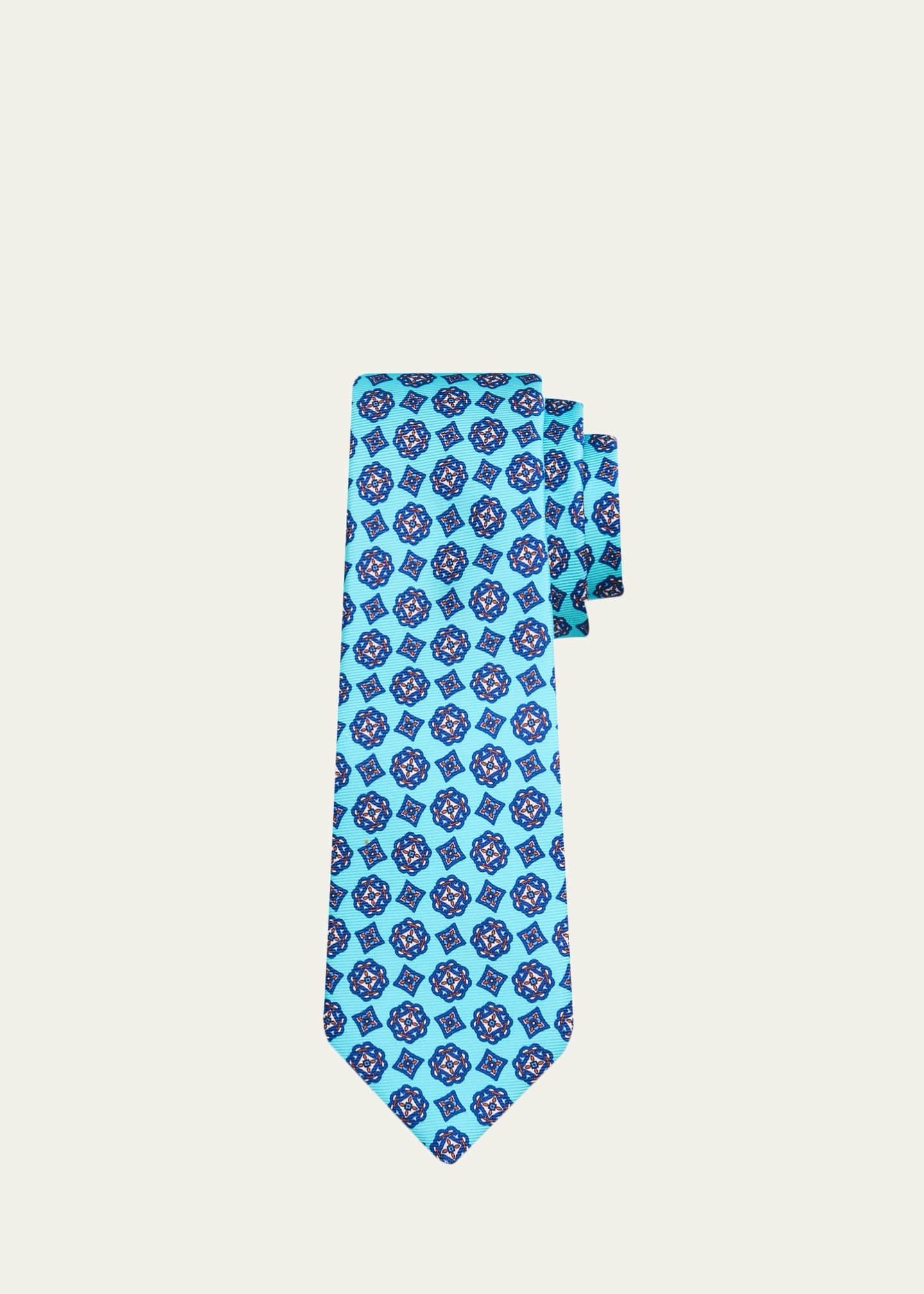 Kiton Men's Geometric Medallion Silk 7-Fold Tie - Bergdorf Goodman