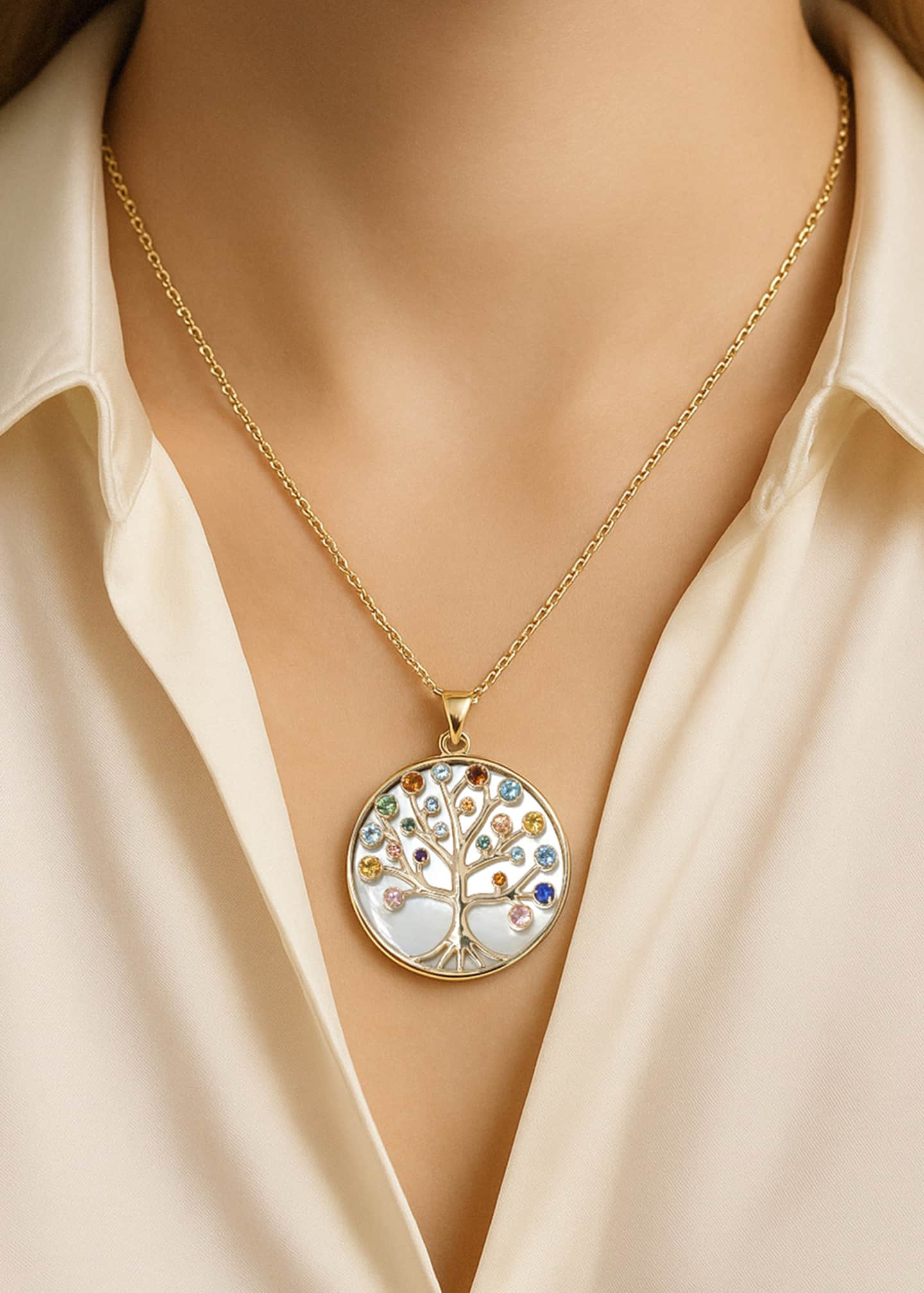 Procaccia Jewelry 18K Yellow Gold Tree of Life Medallion Necklace ...