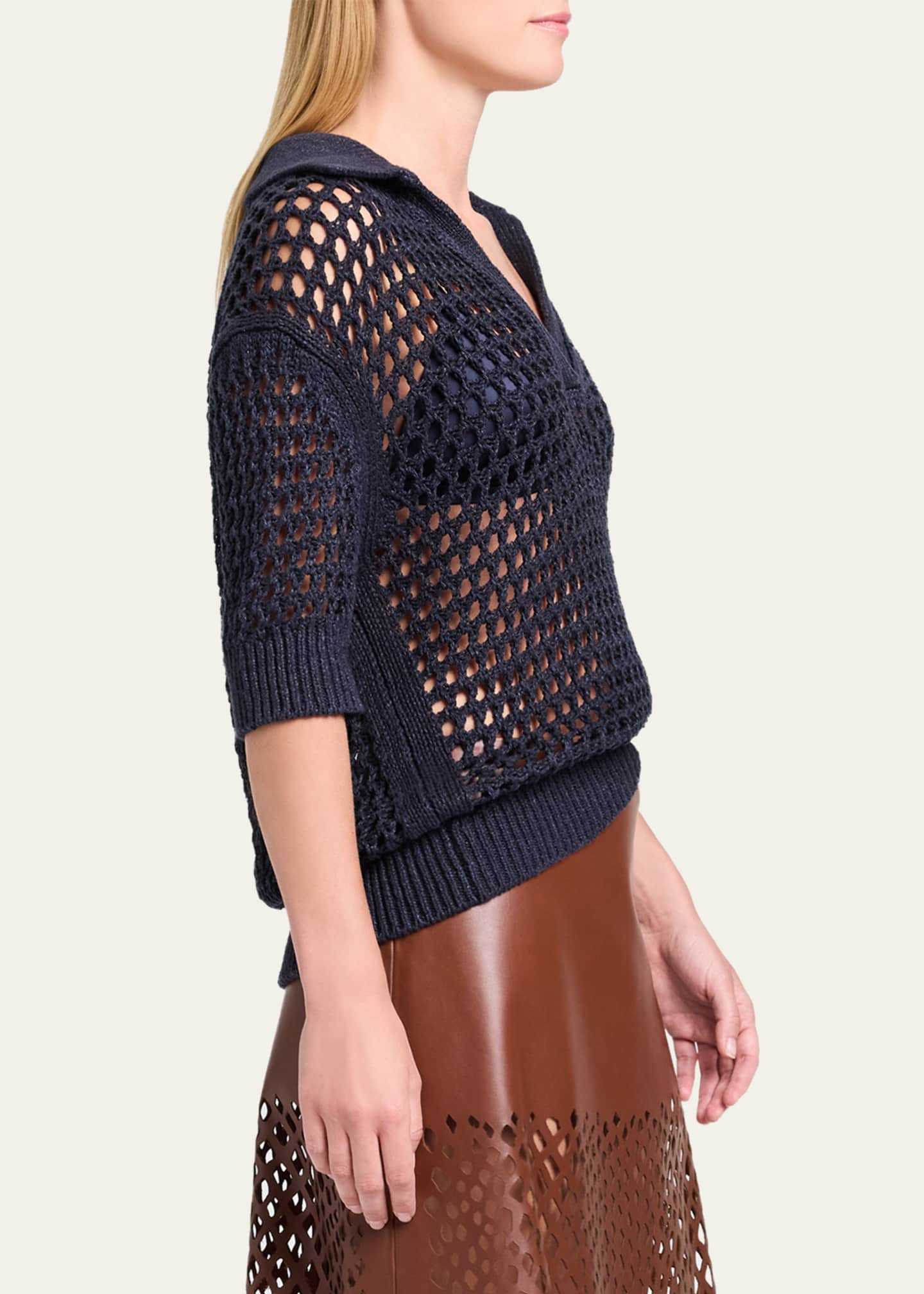 TWP Unspoken Truth Open-Knit Polo - Bergdorf Goodman