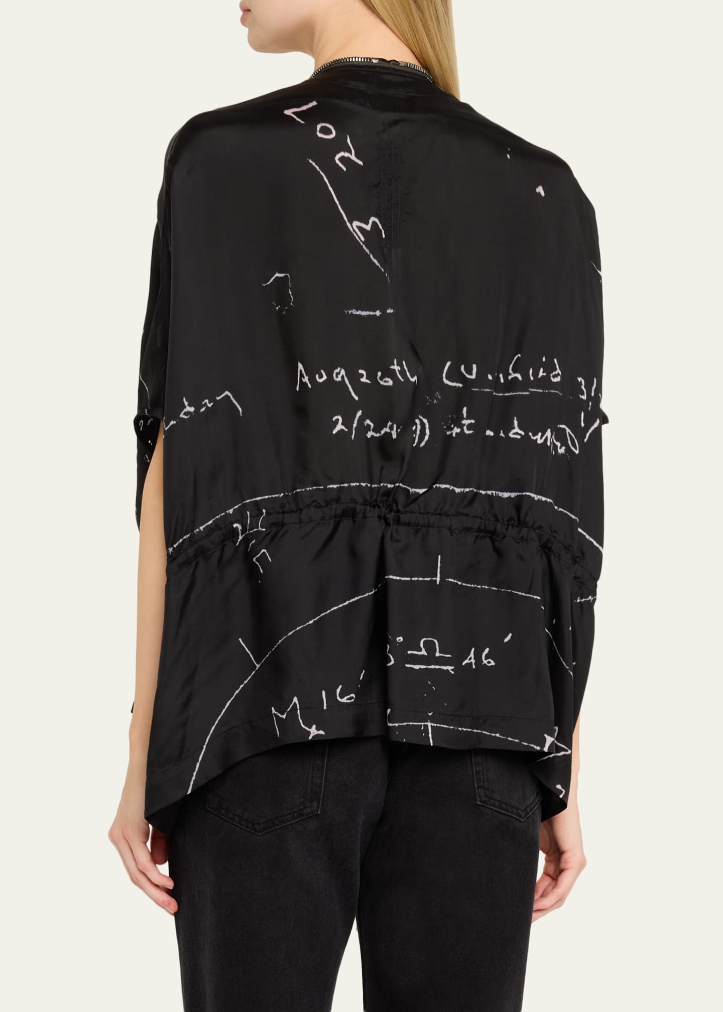 Rick Owens Sail Equation-Print Short-Sleeve Zip Jacket - Bergdorf Goodman
