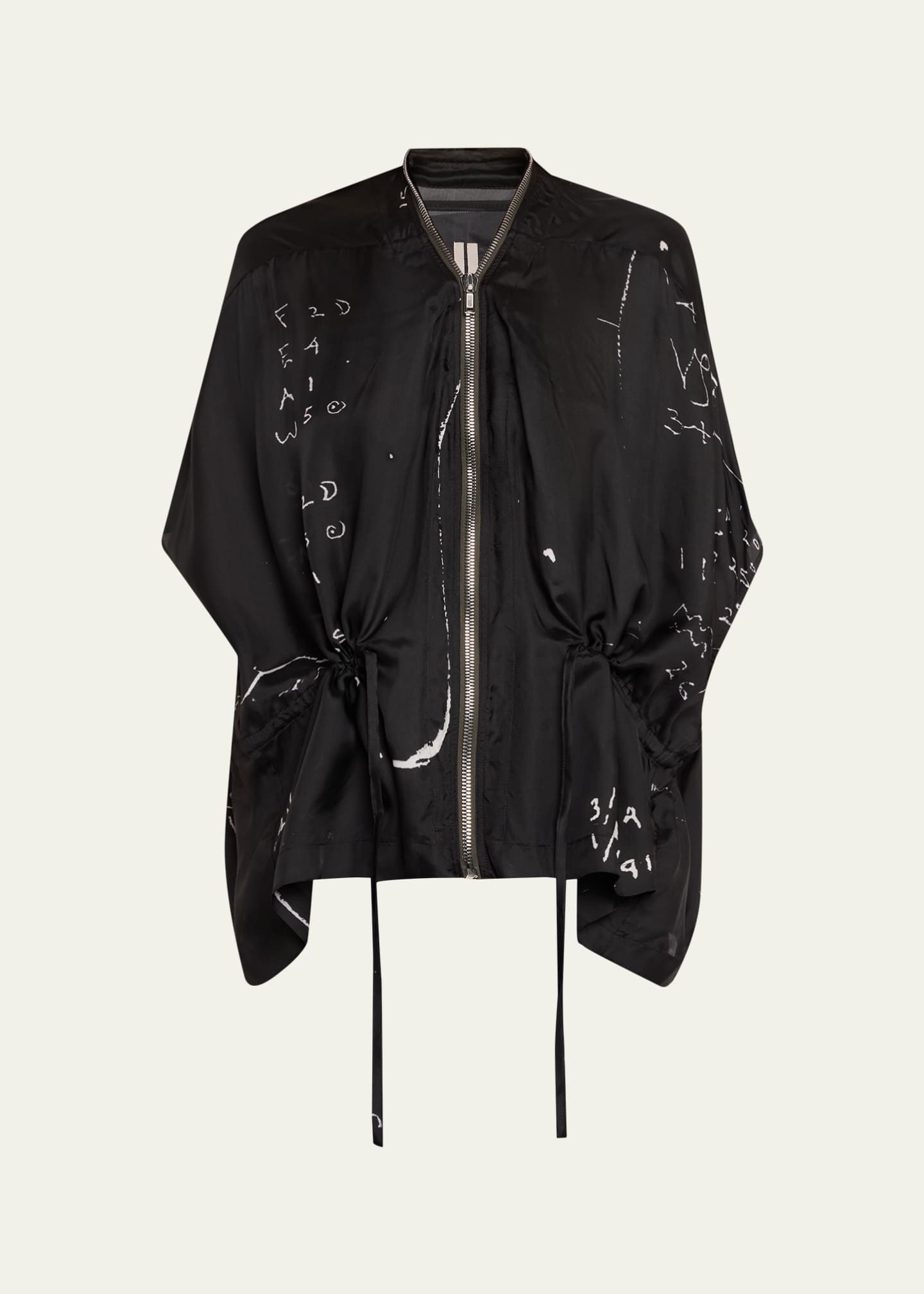 Rick Owens Sail Equation-Print Short-Sleeve Zip Jacket - Bergdorf Goodman