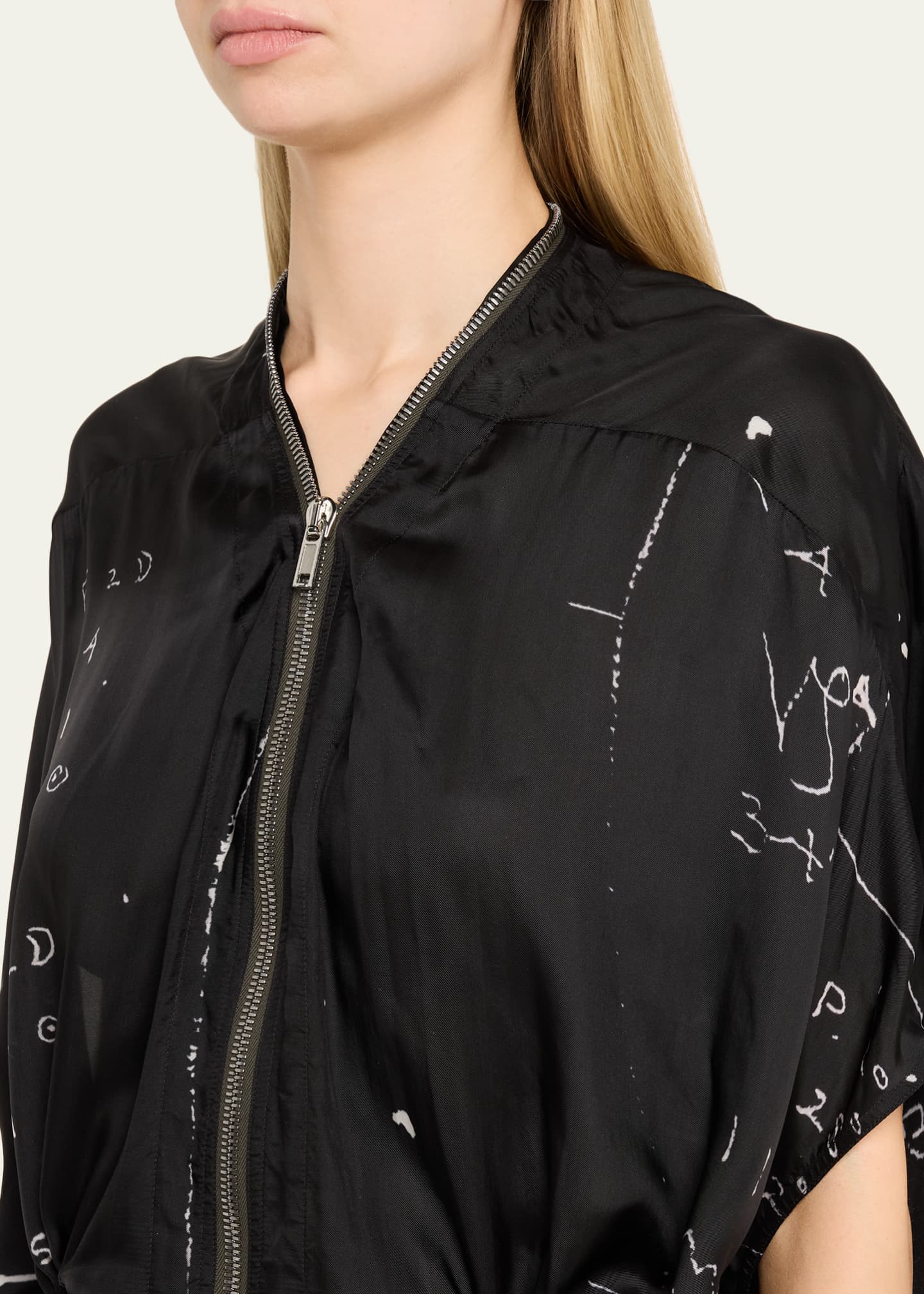 Rick Owens Sail Equation-Print Short-Sleeve Zip Jacket - Bergdorf Goodman
