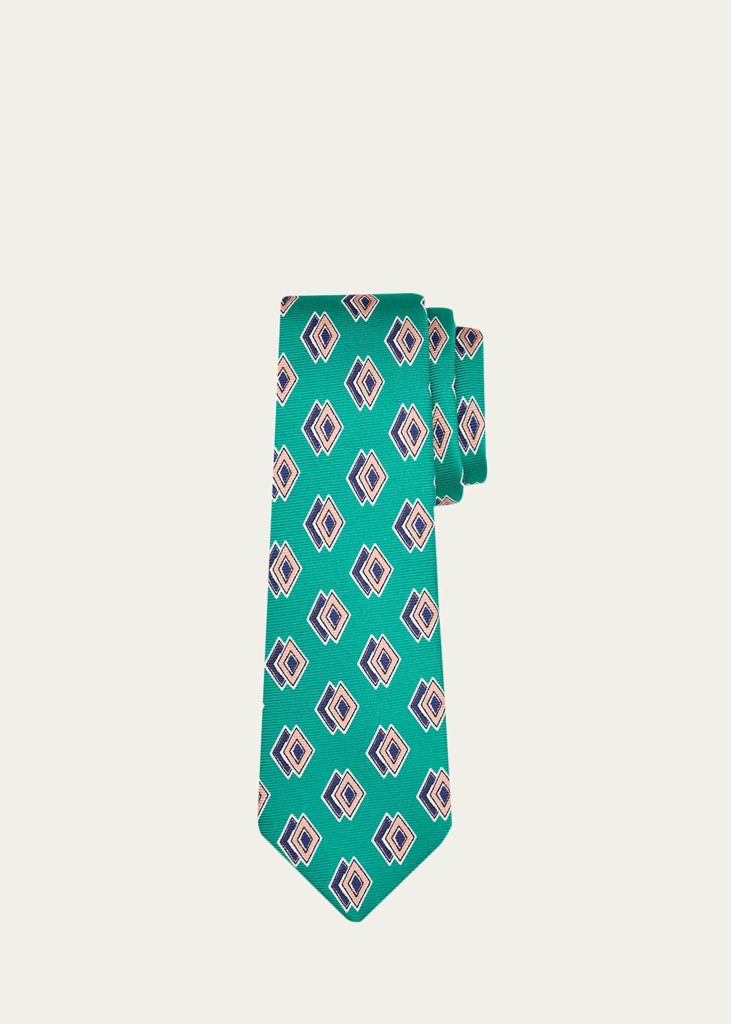 Kiton Men's Double Diamond Print Silk 7-Fold Tie - Bergdorf Goodman