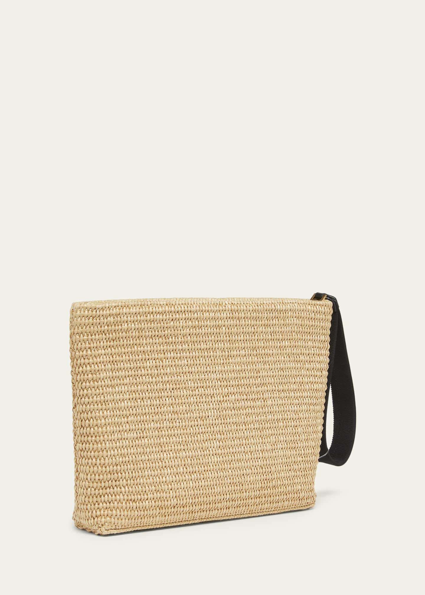Givenchy Logo-Embroidered Pouch Bag in Faux Raffia - Bergdorf Goodman